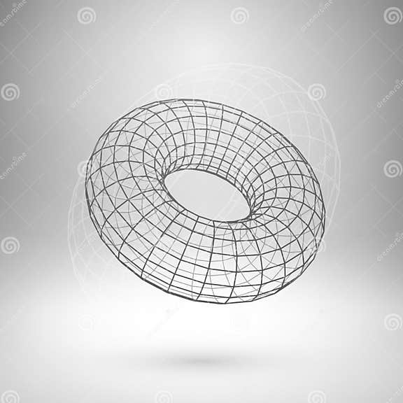 Wireframe Mesh Polygonal Torus Stock Vector - Illustration of mesh ...