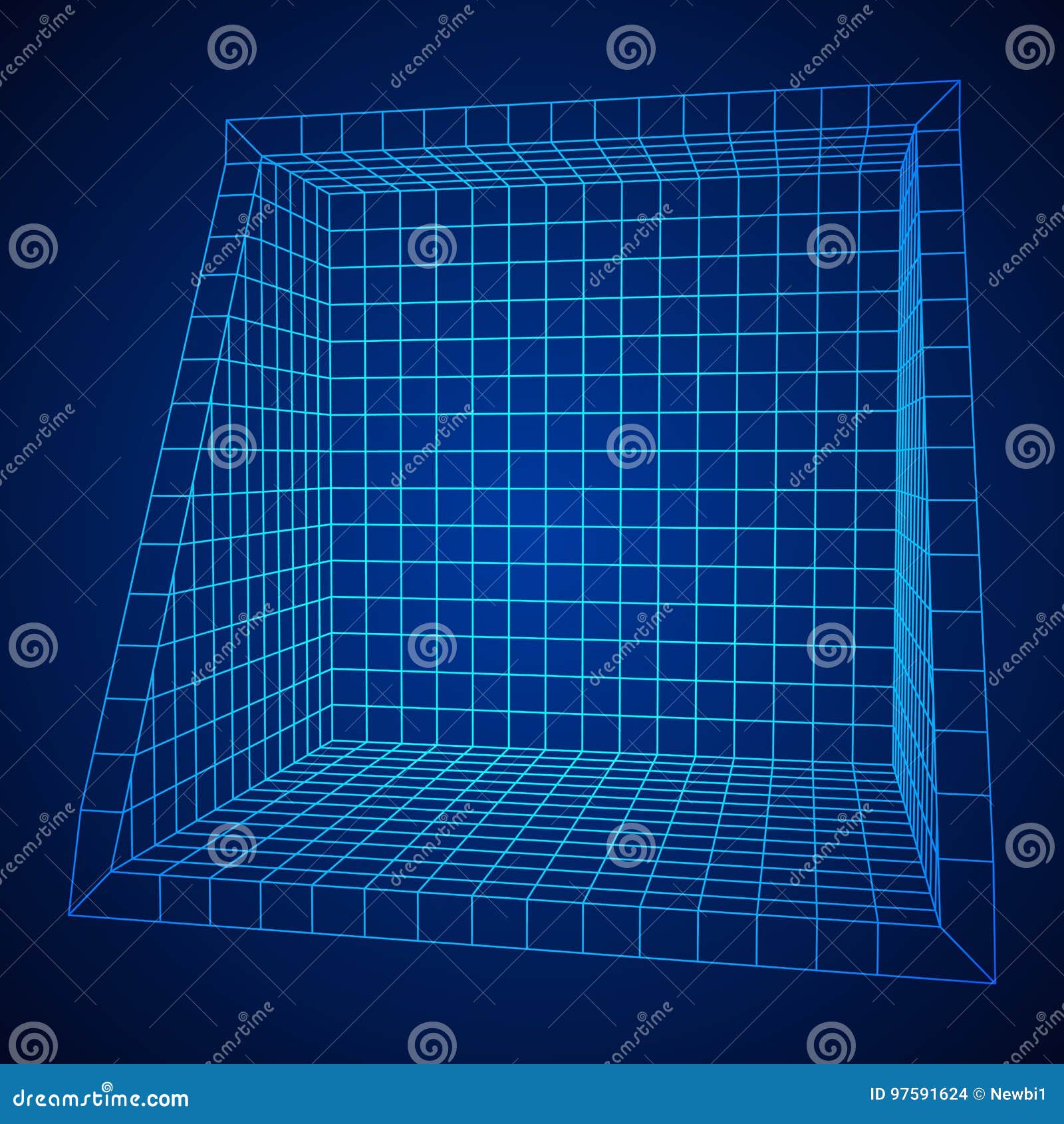 Wireframe Mesh Slice Box stock vector. Illustration of connect - 97591624
