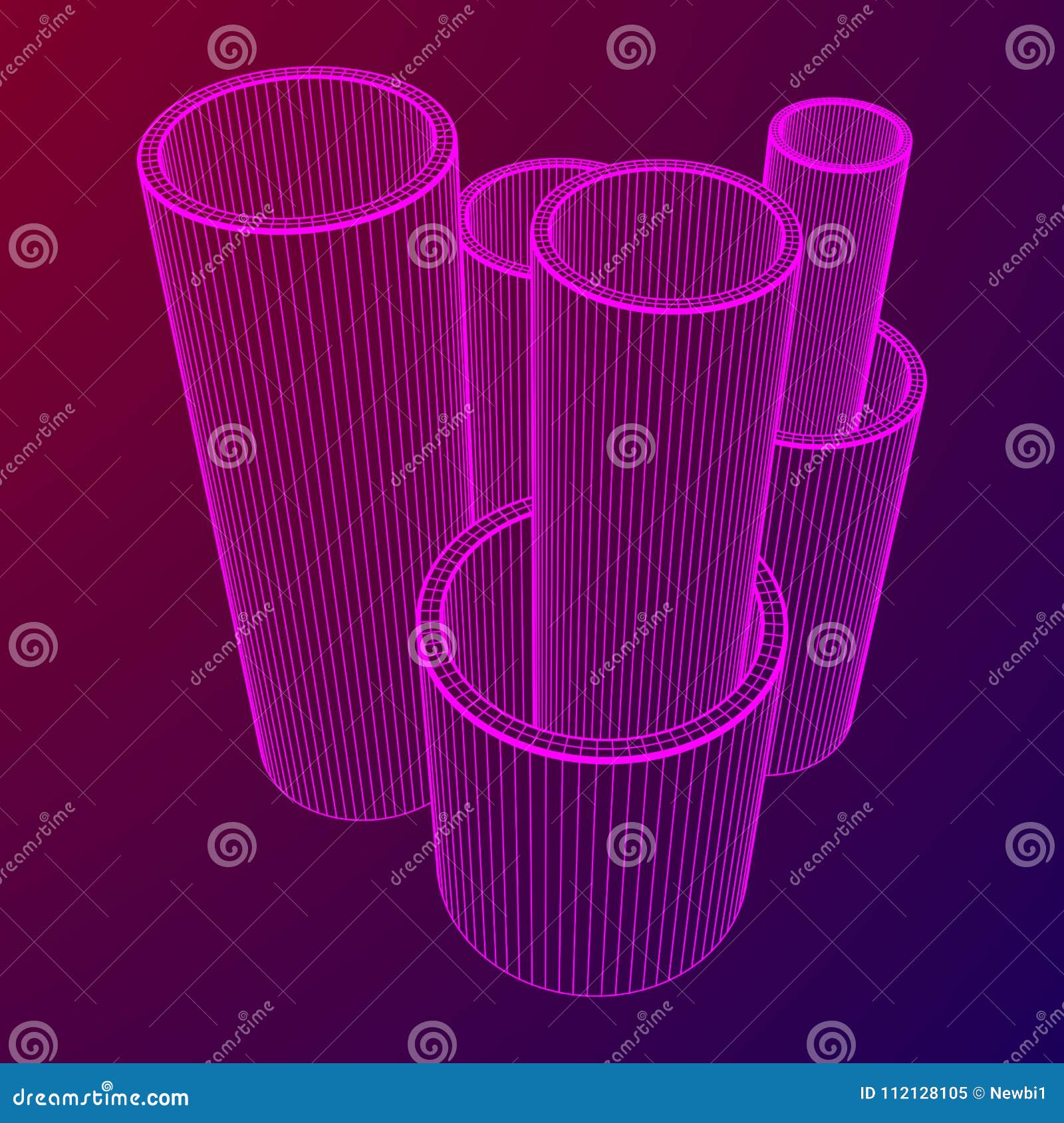 Wireframe Metallurgy Round Tubes Stock Vector - Illustration of ...
