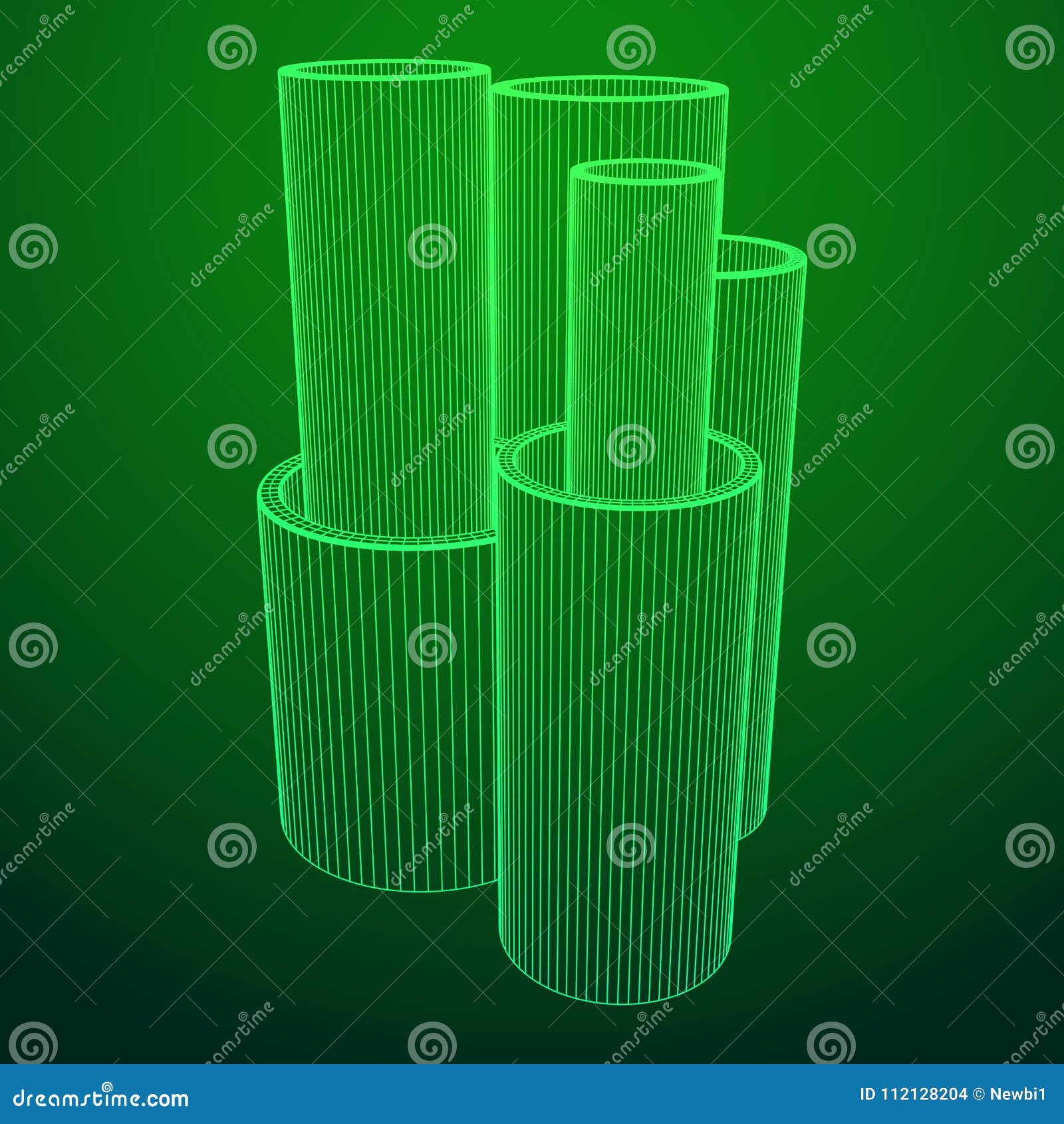 Wireframe Metallurgy Round Tubes Stock Vector - Illustration of ...