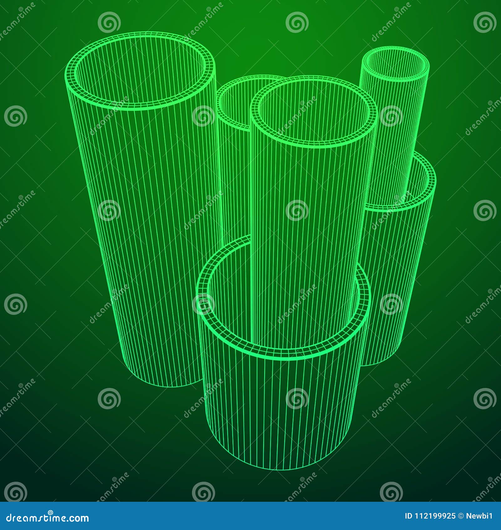 Wireframe Metallurgy Round Tubes Stock Vector - Illustration of copper ...