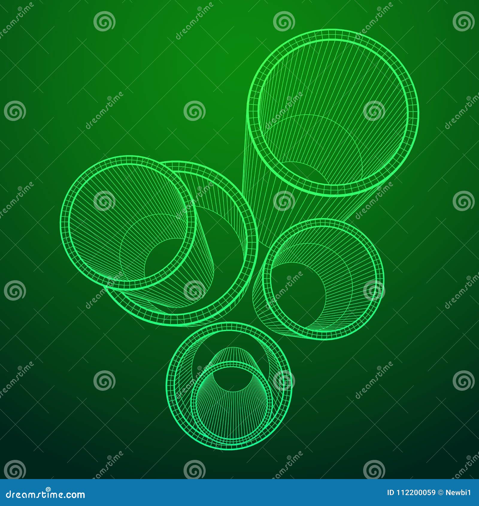 Wireframe Metallurgy Round Tubes Stock Vector - Illustration of ...