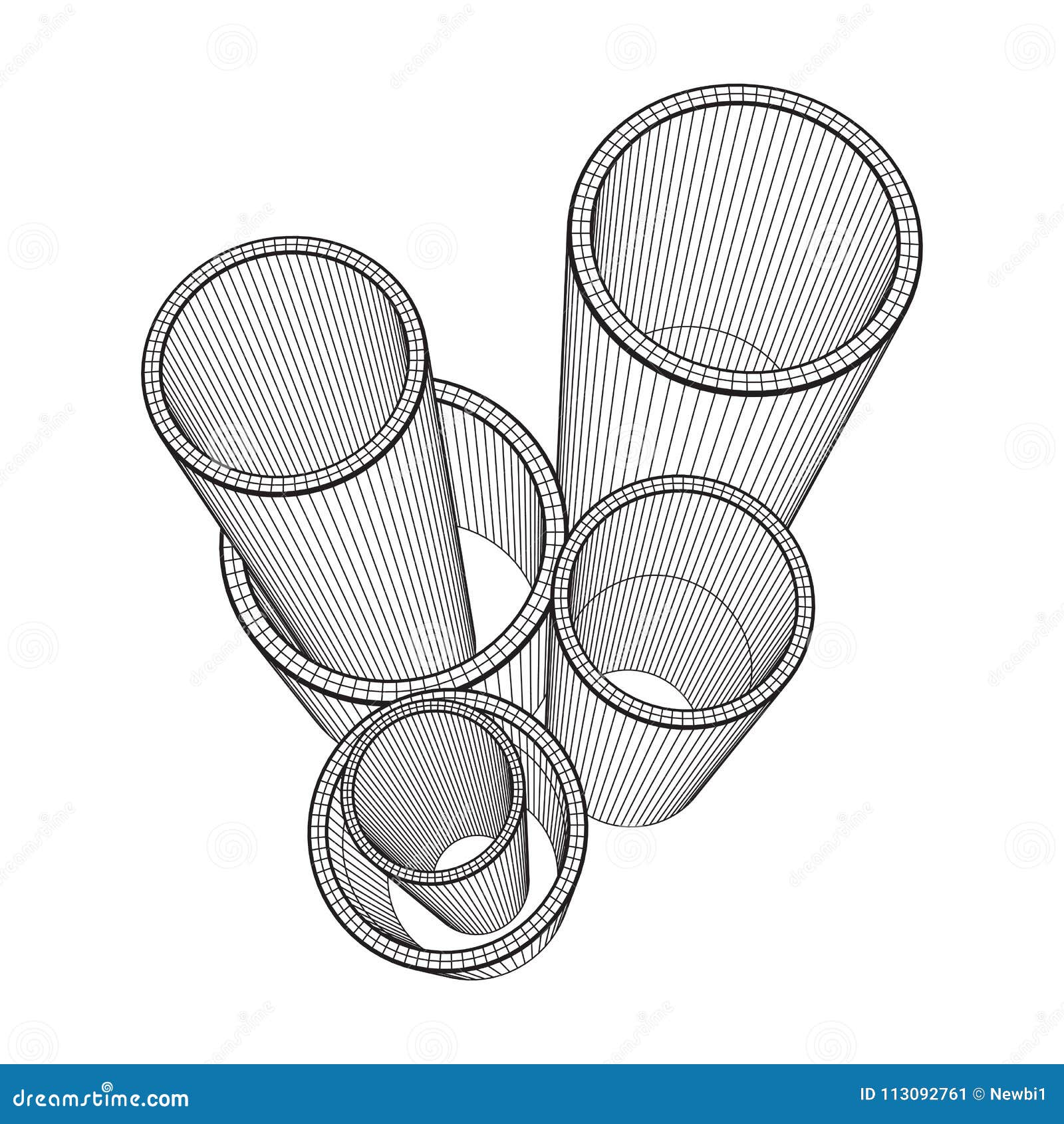 Wireframe Metallurgy Round Tubes Stock Vector - Illustration of ...