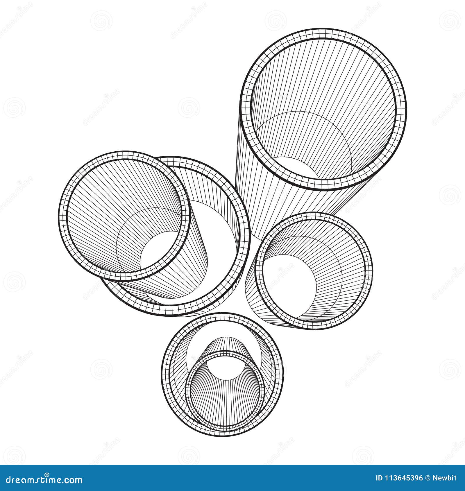 Wireframe Metallurgy Round Tubes Stock Vector - Illustration of ...
