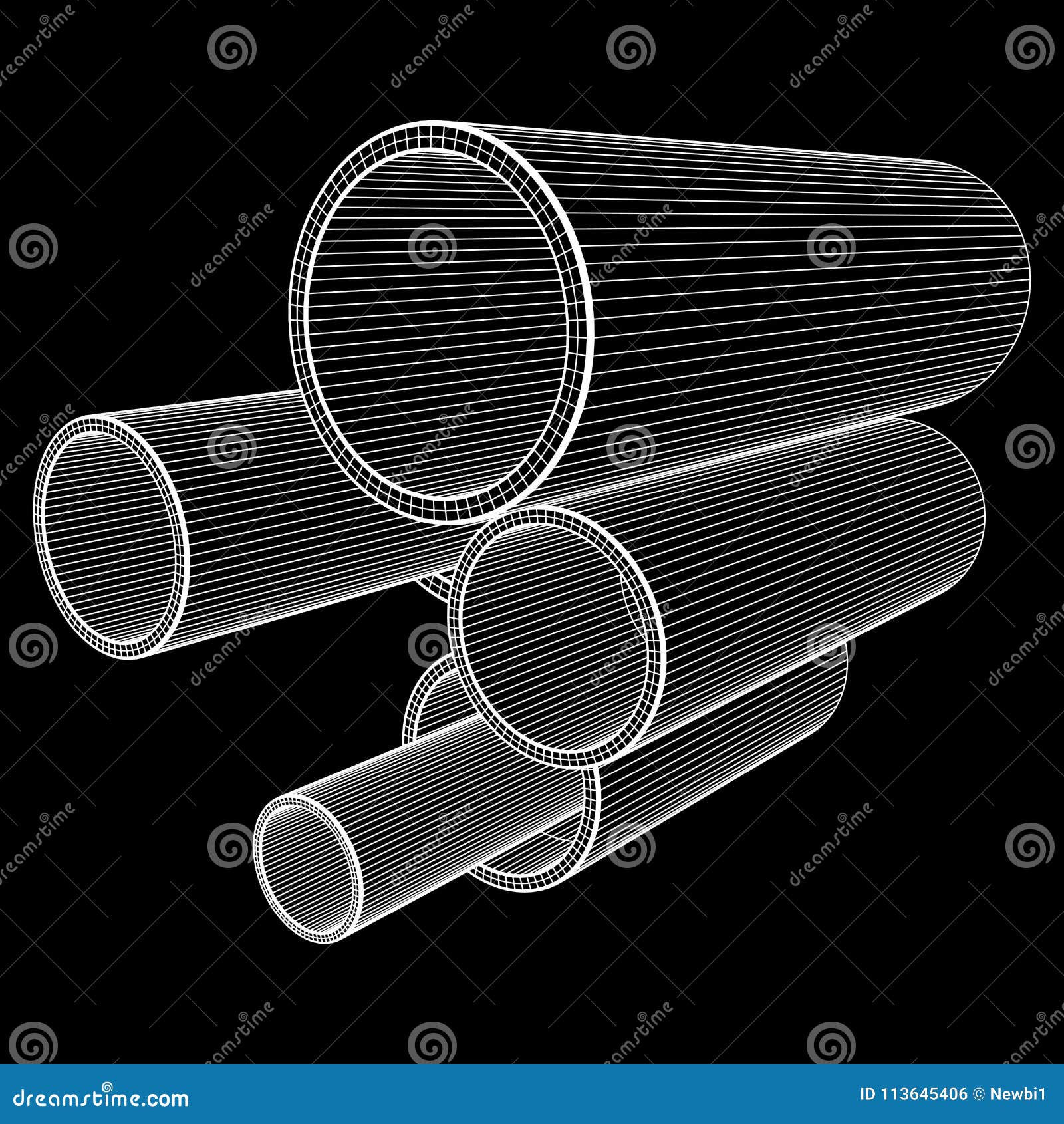 Wireframe Metallurgy Round Tubes Stock Vector - Illustration of conduit ...