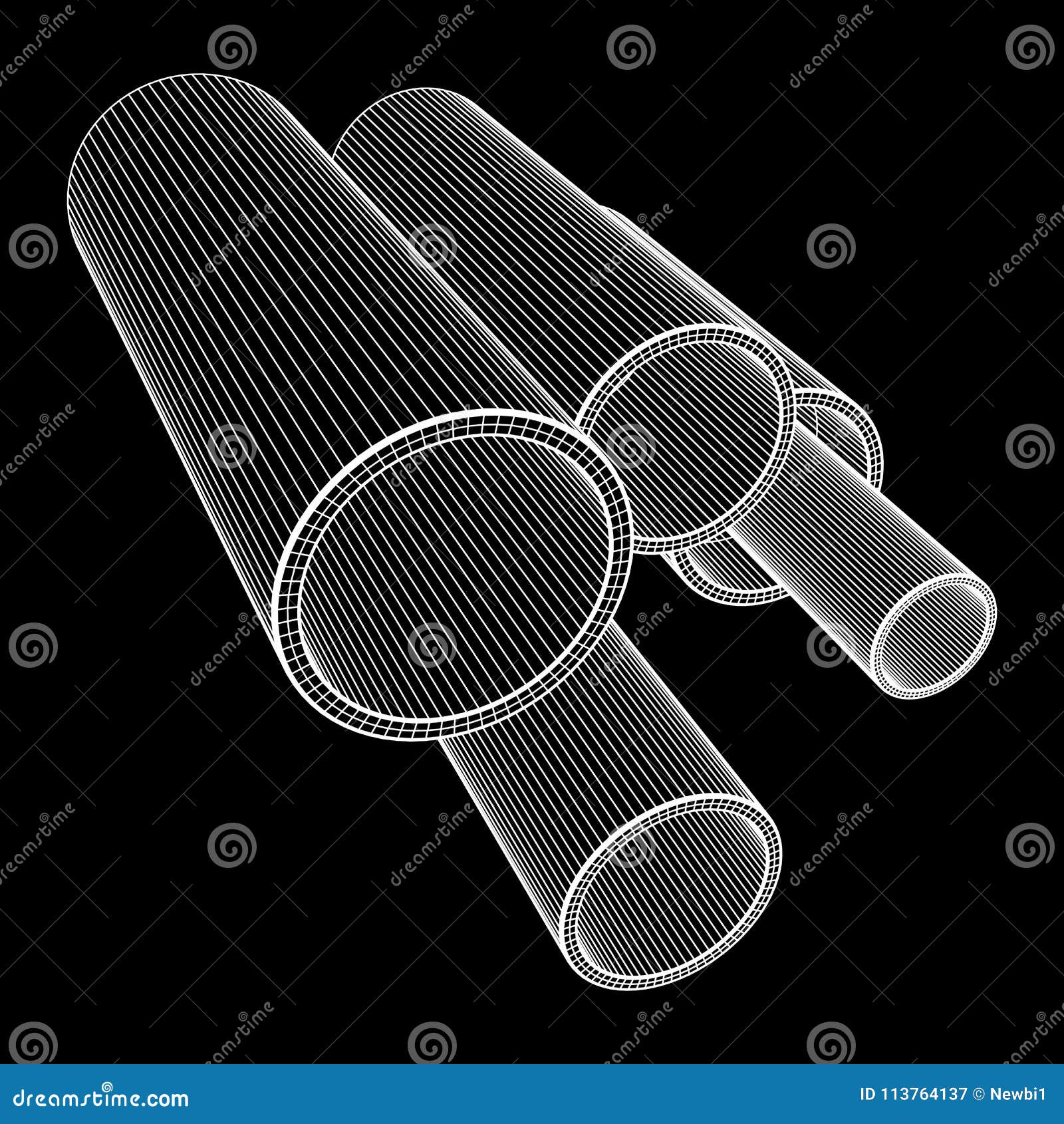 Wireframe Metallurgy Round Tubes Stock Vector - Illustration of cast ...