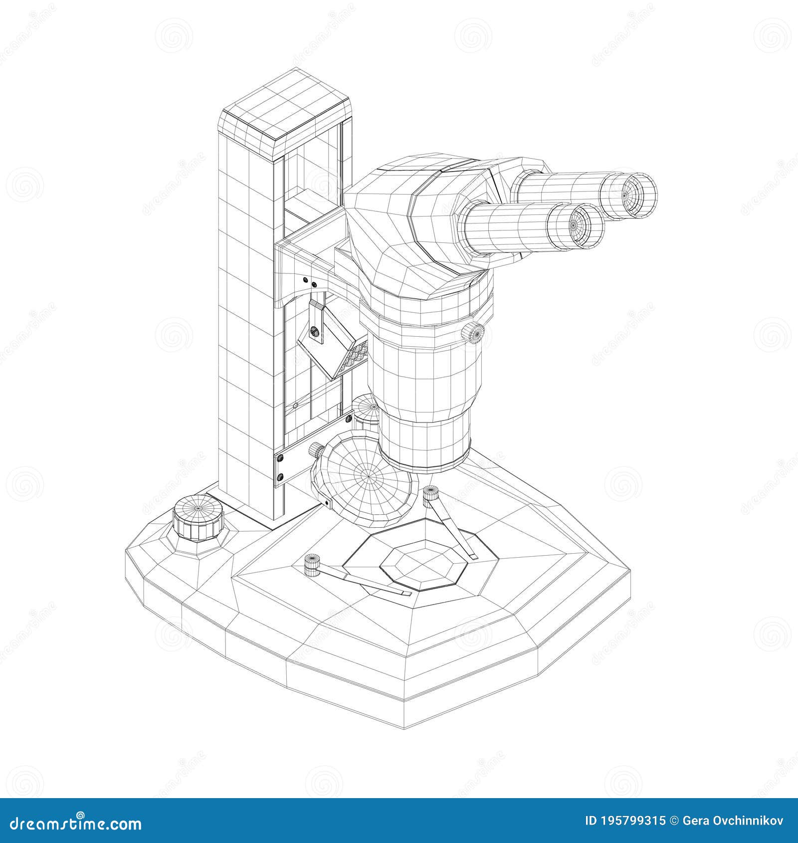Wireframe Of A Microscope Made Of Black Lines Isolated On A White ...