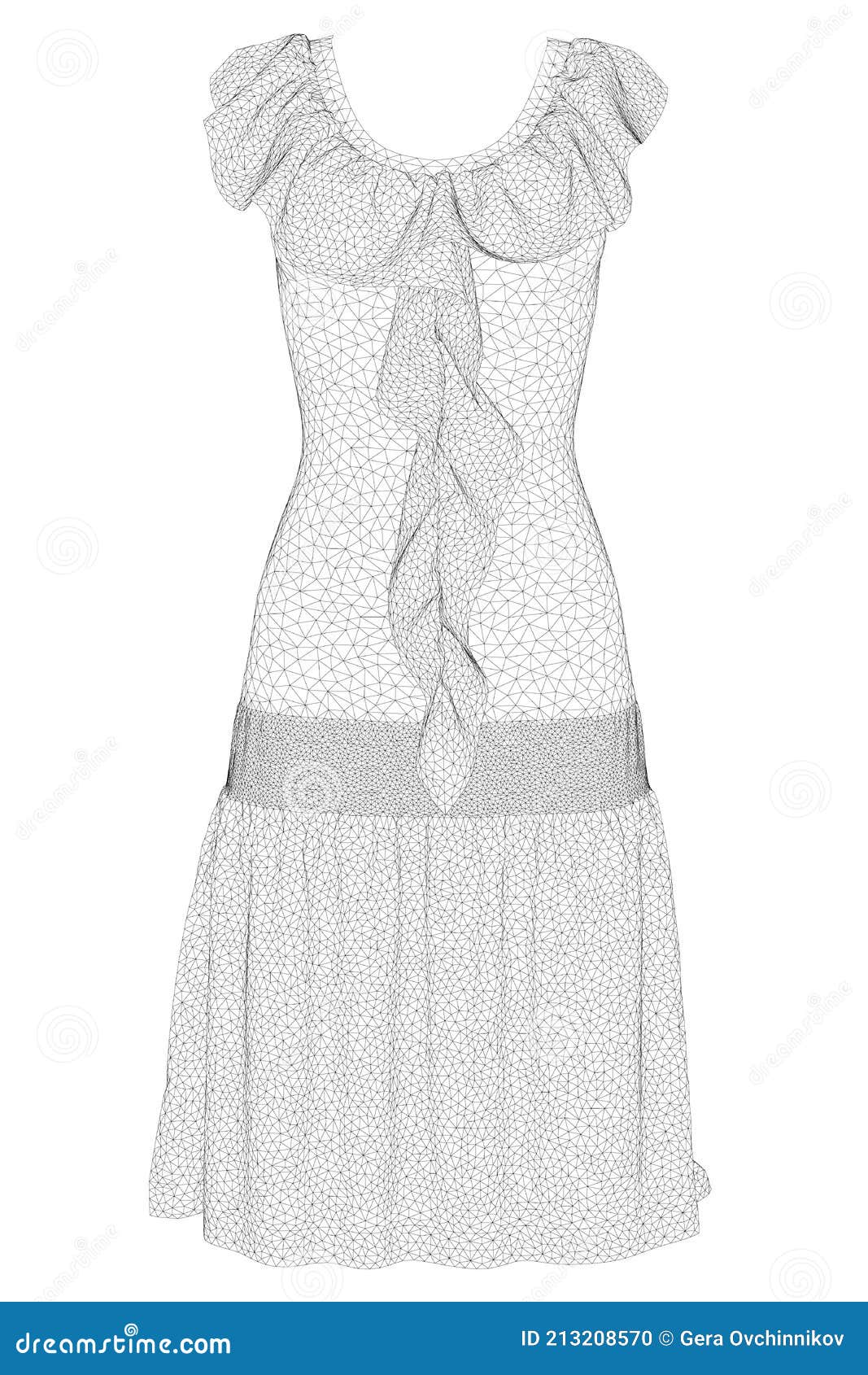 Wireframe Model of Dress Isolated on White Background. 3D Stock Photo ...