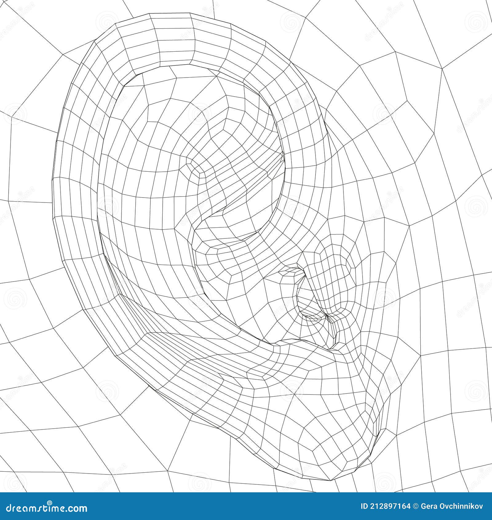 Wireframe Model of the Human Ear. Side View. 3D Stock Vector ...