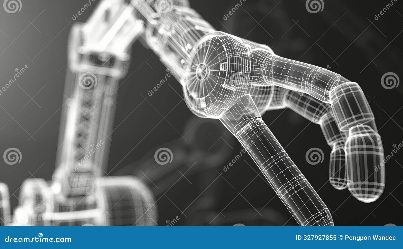 Wireframe Model of Robotic Arm Stock Illustration - Illustration of ...