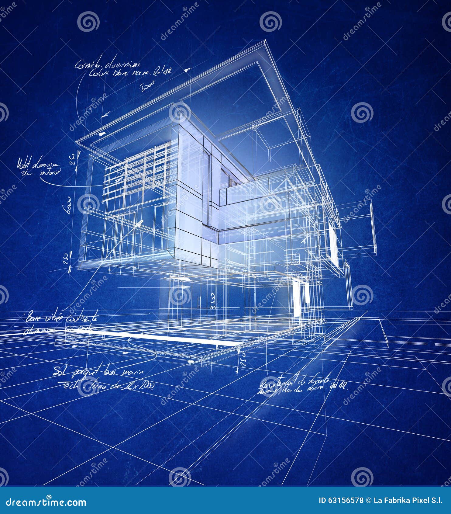 Wireframe Modern Construction Stock Illustration - Illustration of ...