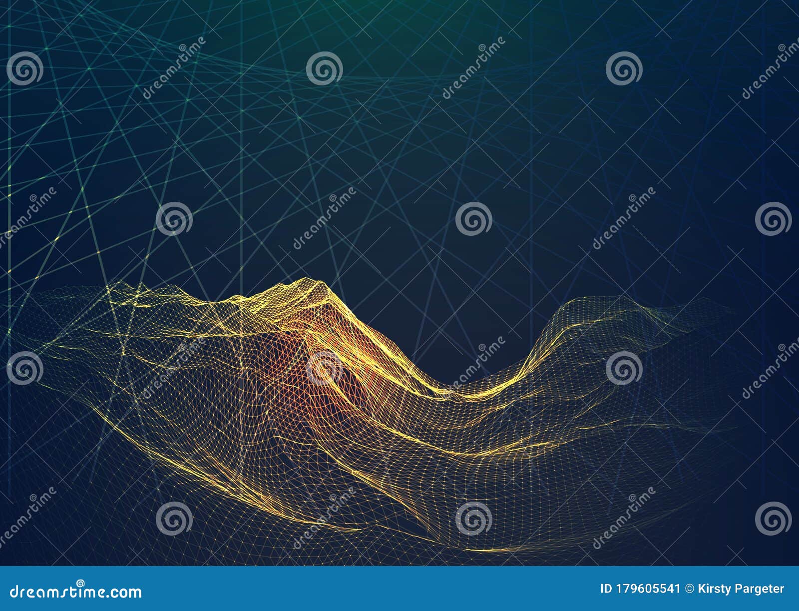 Wireframe Modern Techno Landscape Design Background Stock Vector ...