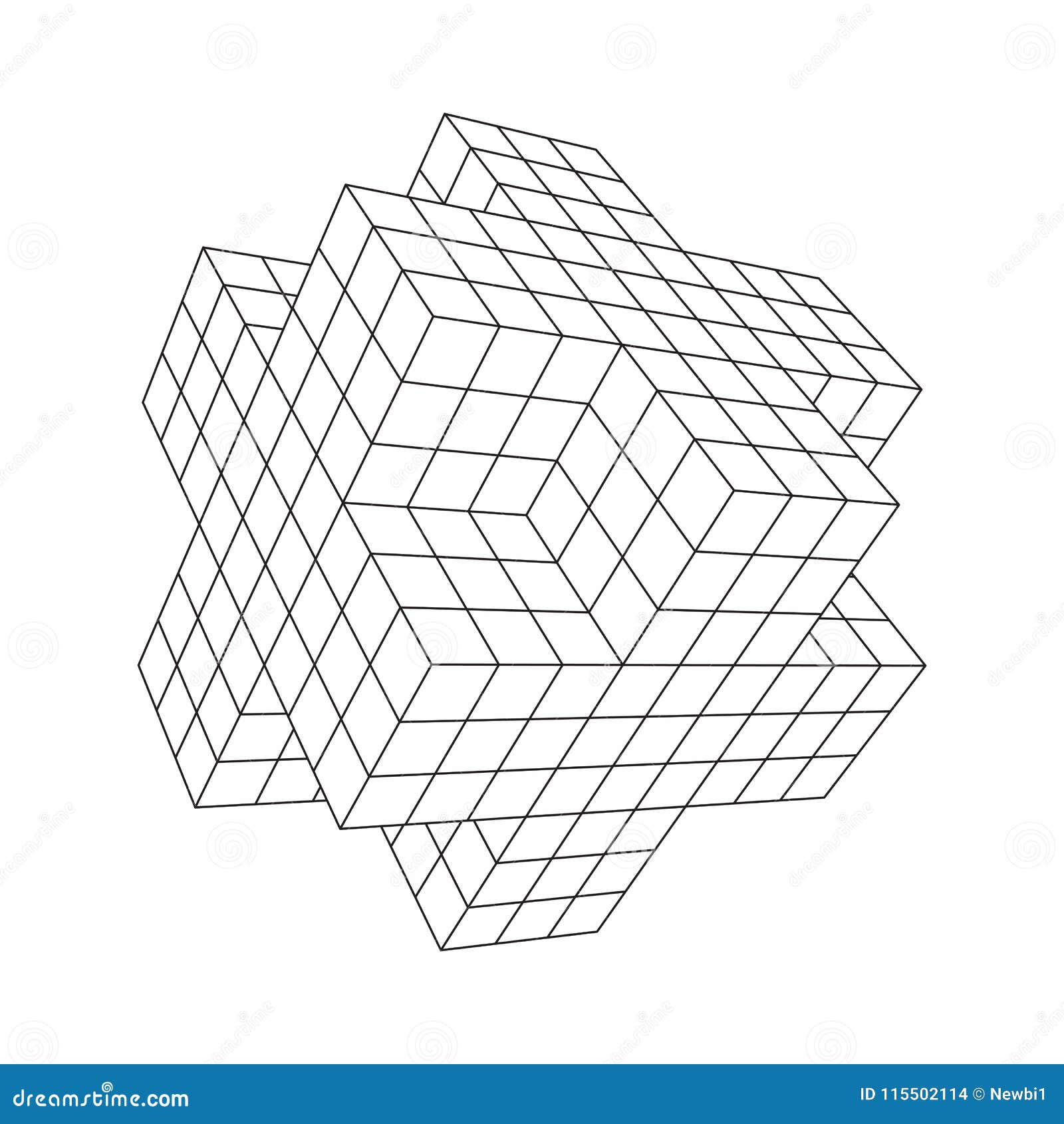 Wireframe Necker Cube stock vector. Illustration of construction ...