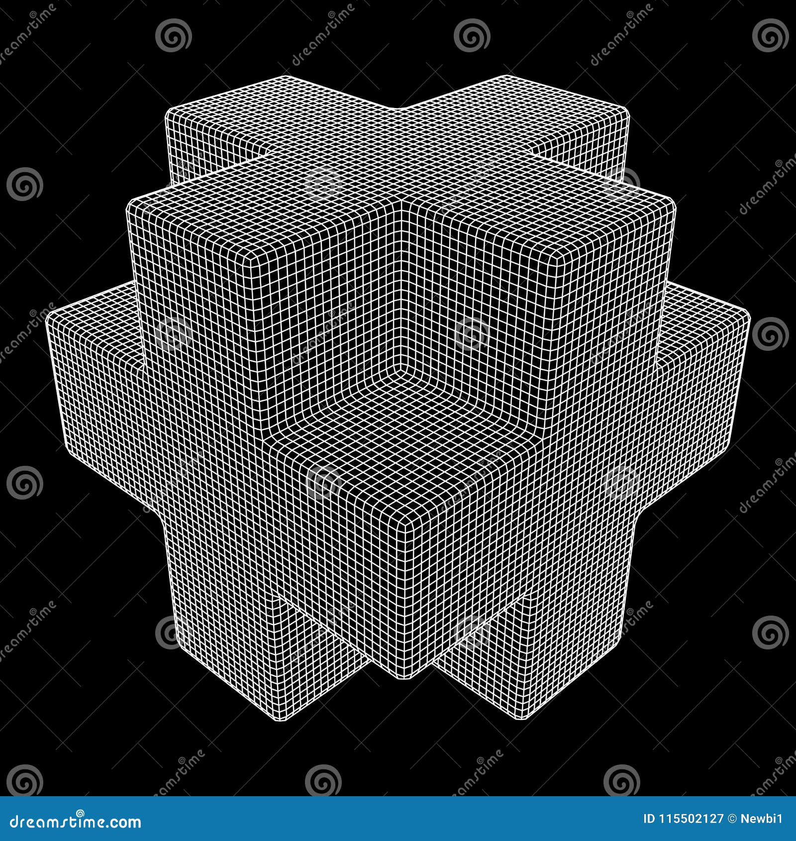 Wireframe Necker Cube stock vector. Illustration of message - 115502127