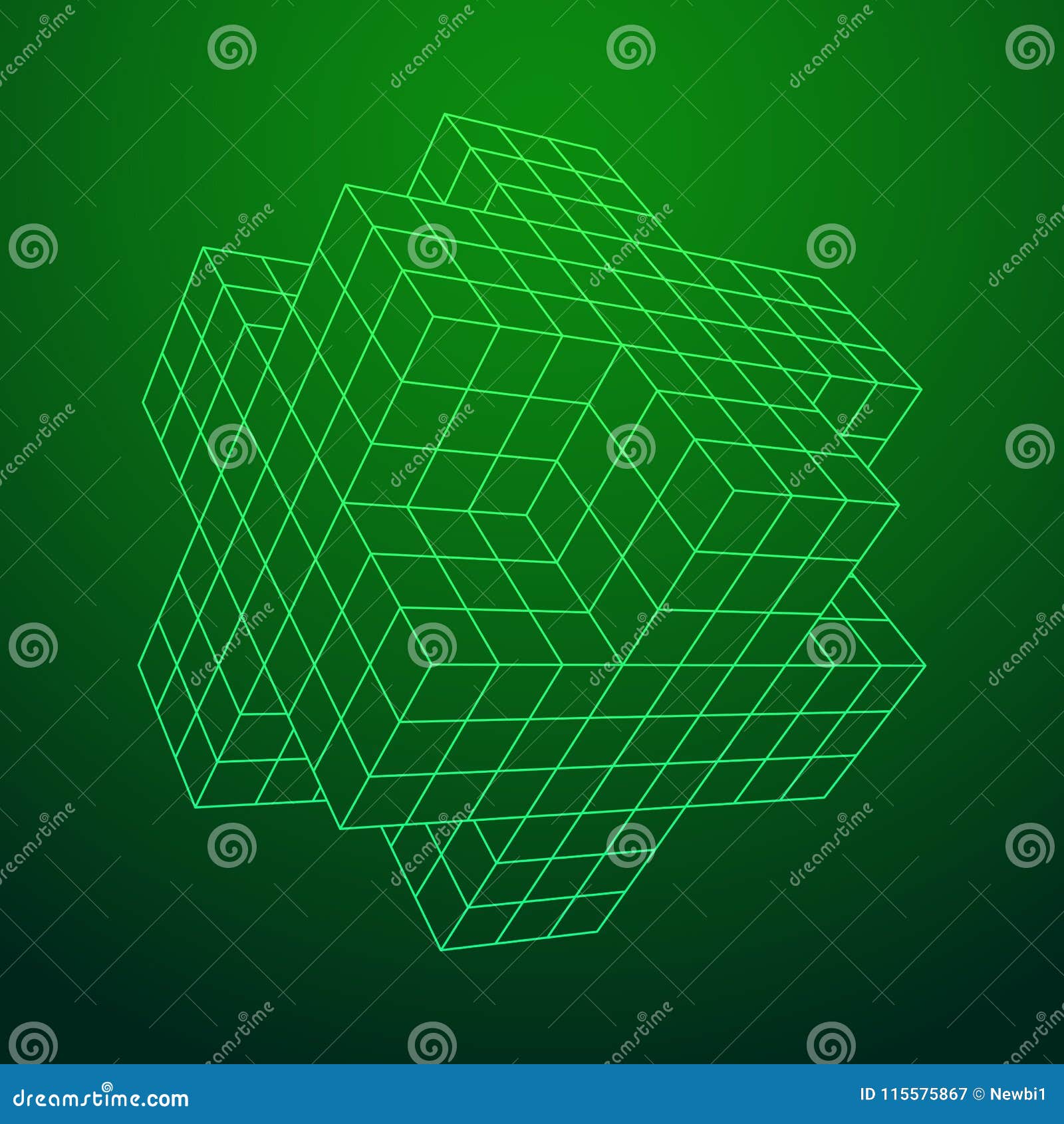 Wireframe Necker Cube stock vector. Illustration of geometrical - 115575867