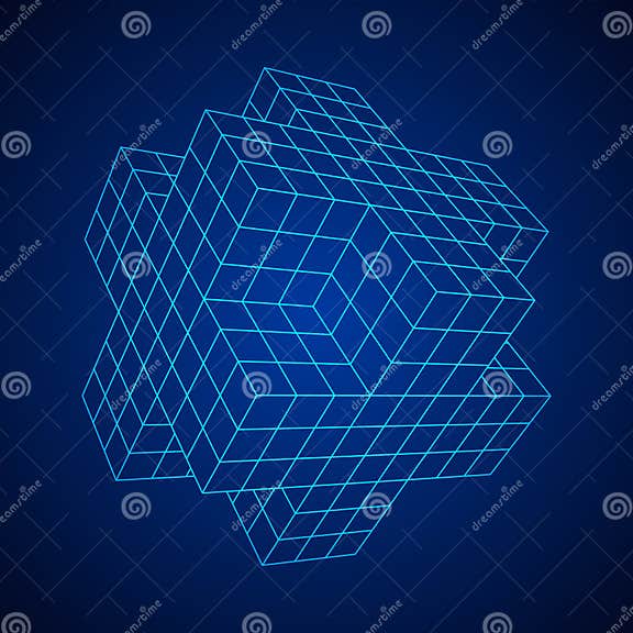 Wireframe Necker Cube stock vector. Illustration of building - 114982885