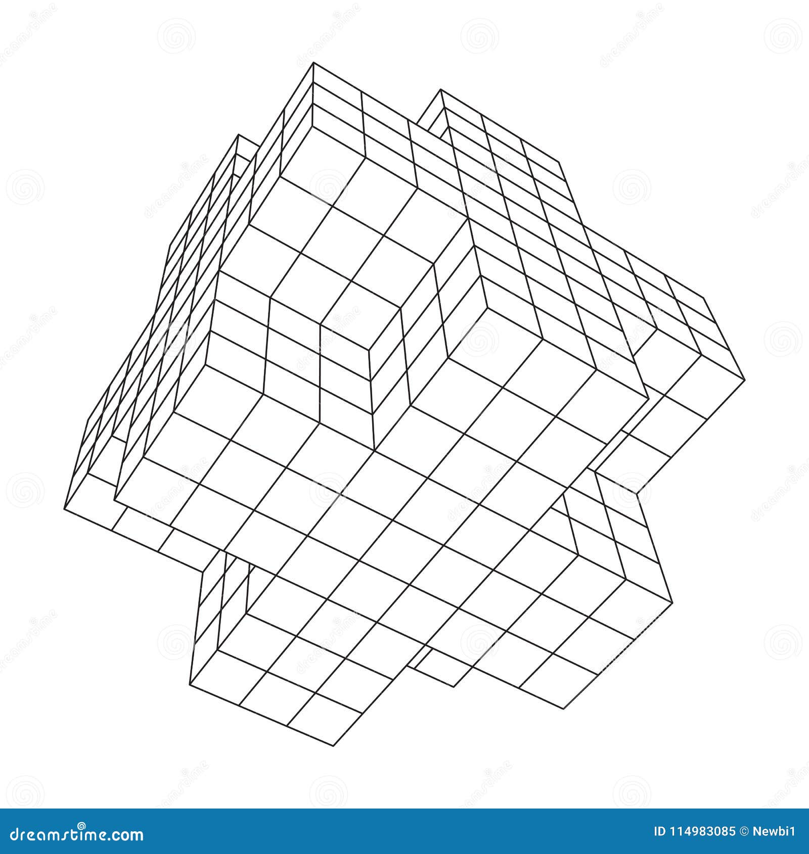 Wireframe Necker Cube Vector Illustration | CartoonDealer.com #115502114