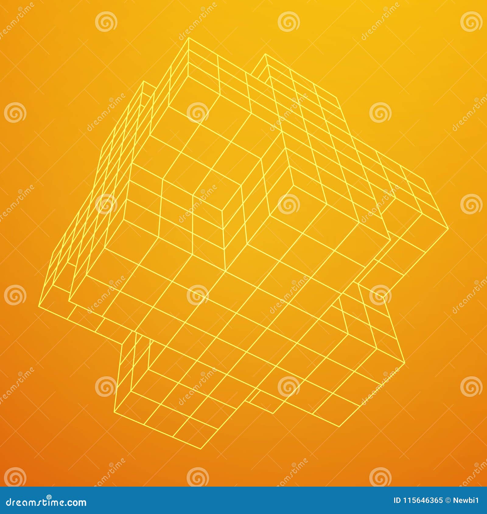 Wireframe Necker Cube stock vector. Illustration of isometric - 115646365