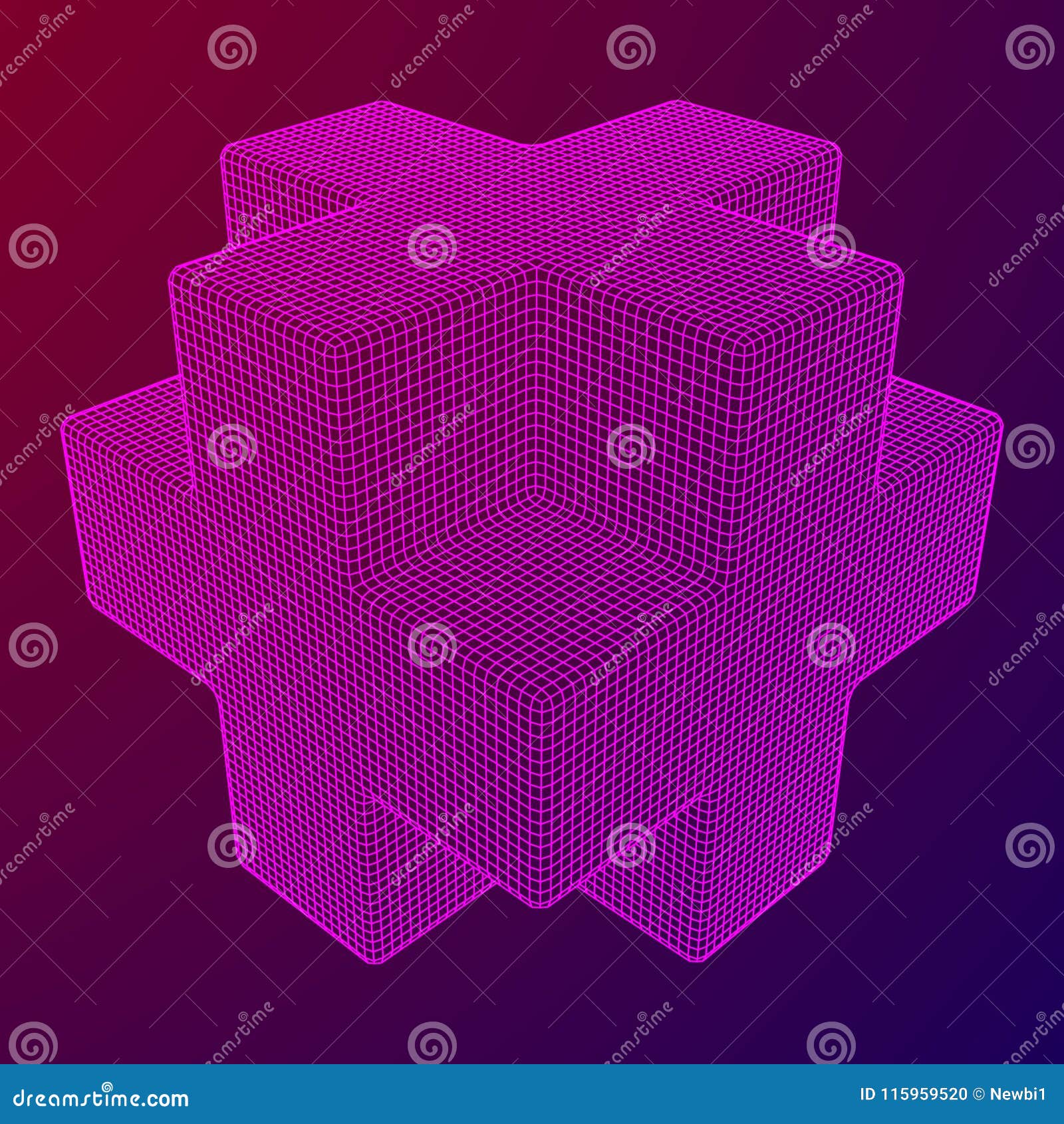 Wireframe Necker Cube stock vector. Illustration of cross - 115959520