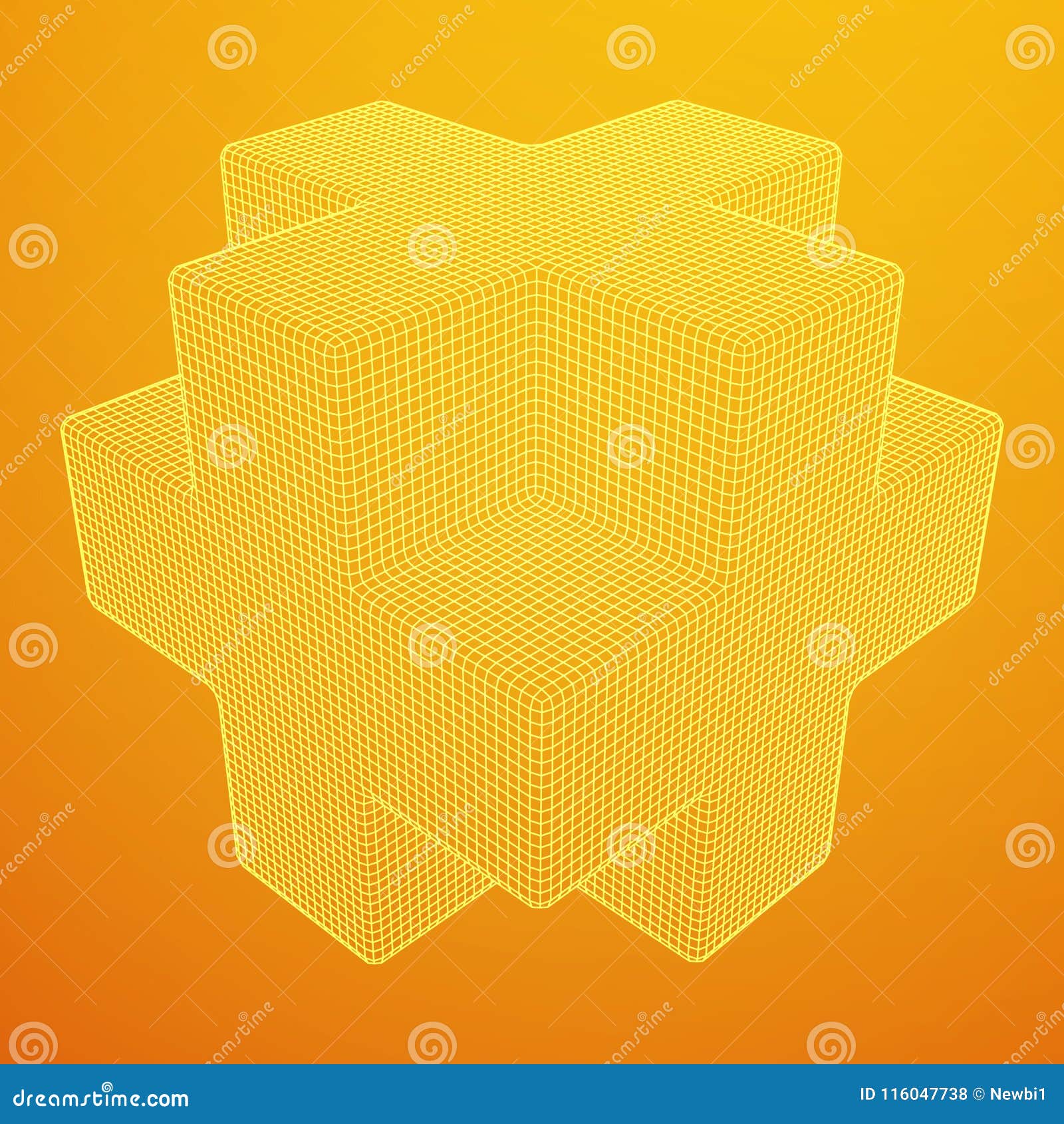Wireframe Necker Cube stock vector. Illustration of cross - 116047738