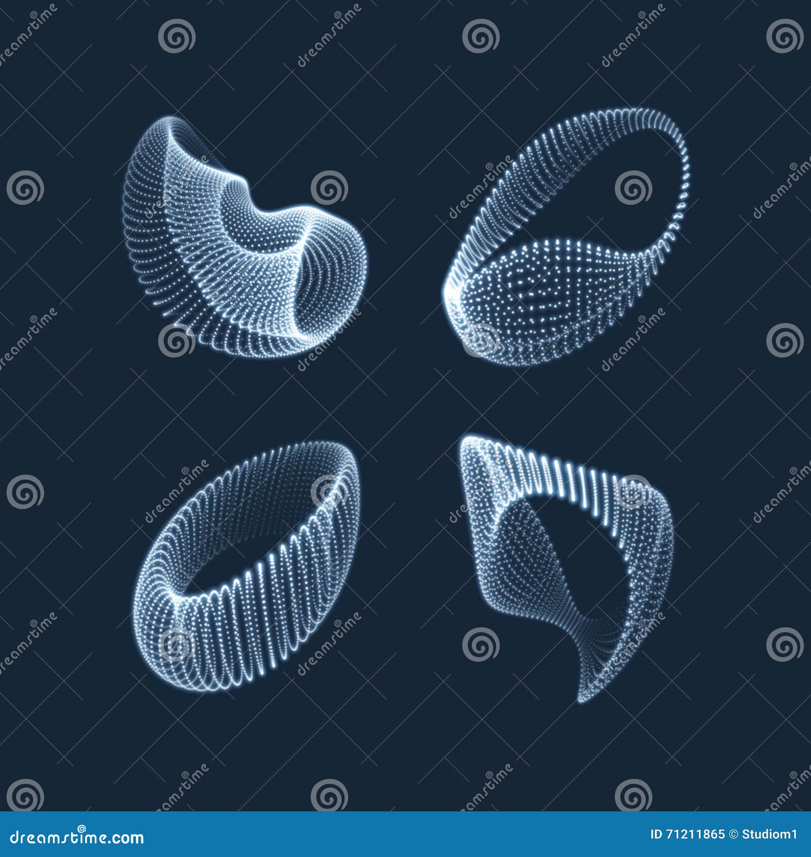 Wireframe Object With Dots Abstract 3d Connection Structure Geometric Shape For Design Stock