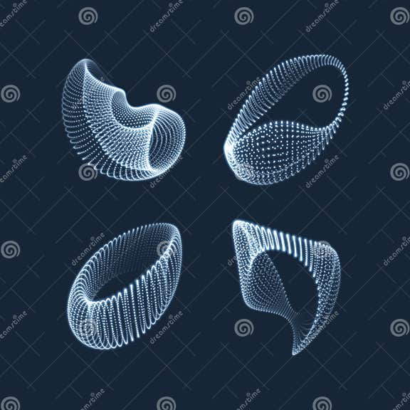 Wireframe Object with Dots. Abstract 3D Connection Structure. Geometric Shape for Design Stock ...
