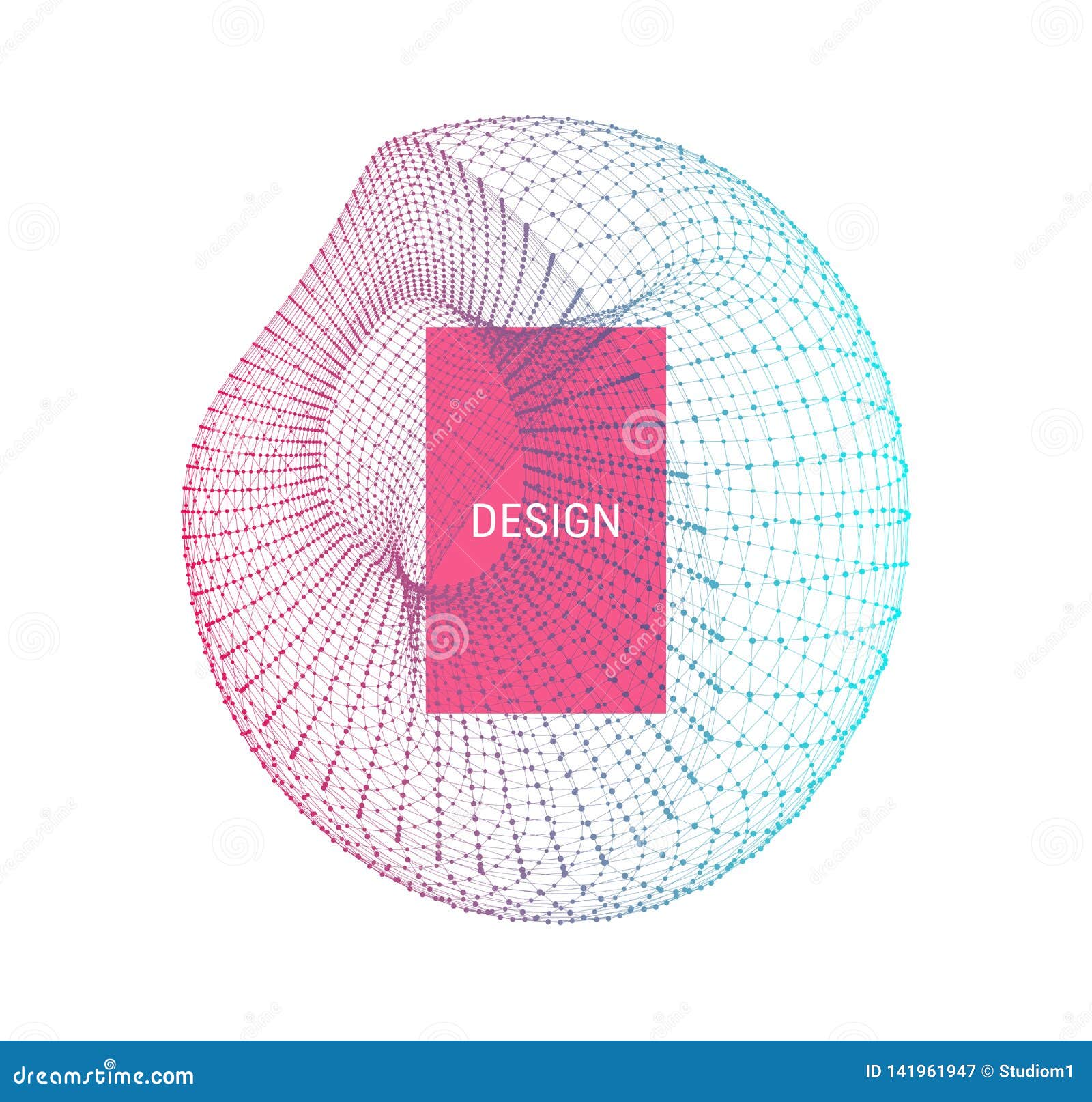 Wireframe Object With Lines And Dots Abstract 3d Connection Structure Geometric Shape For
