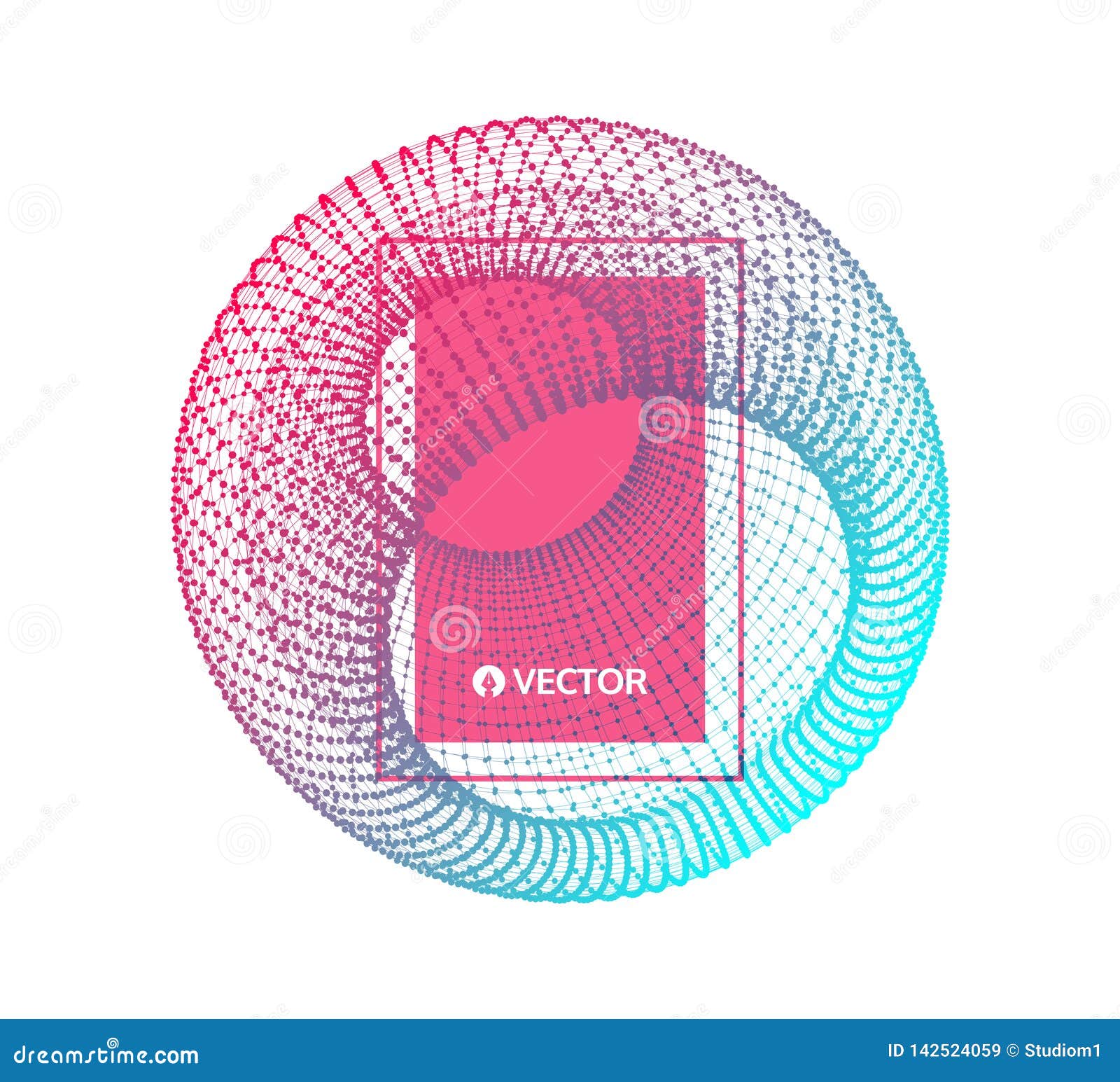 Wireframe Object with Lines and Dots. Abstract 3d Connection Structure. Geometric Shape for ...