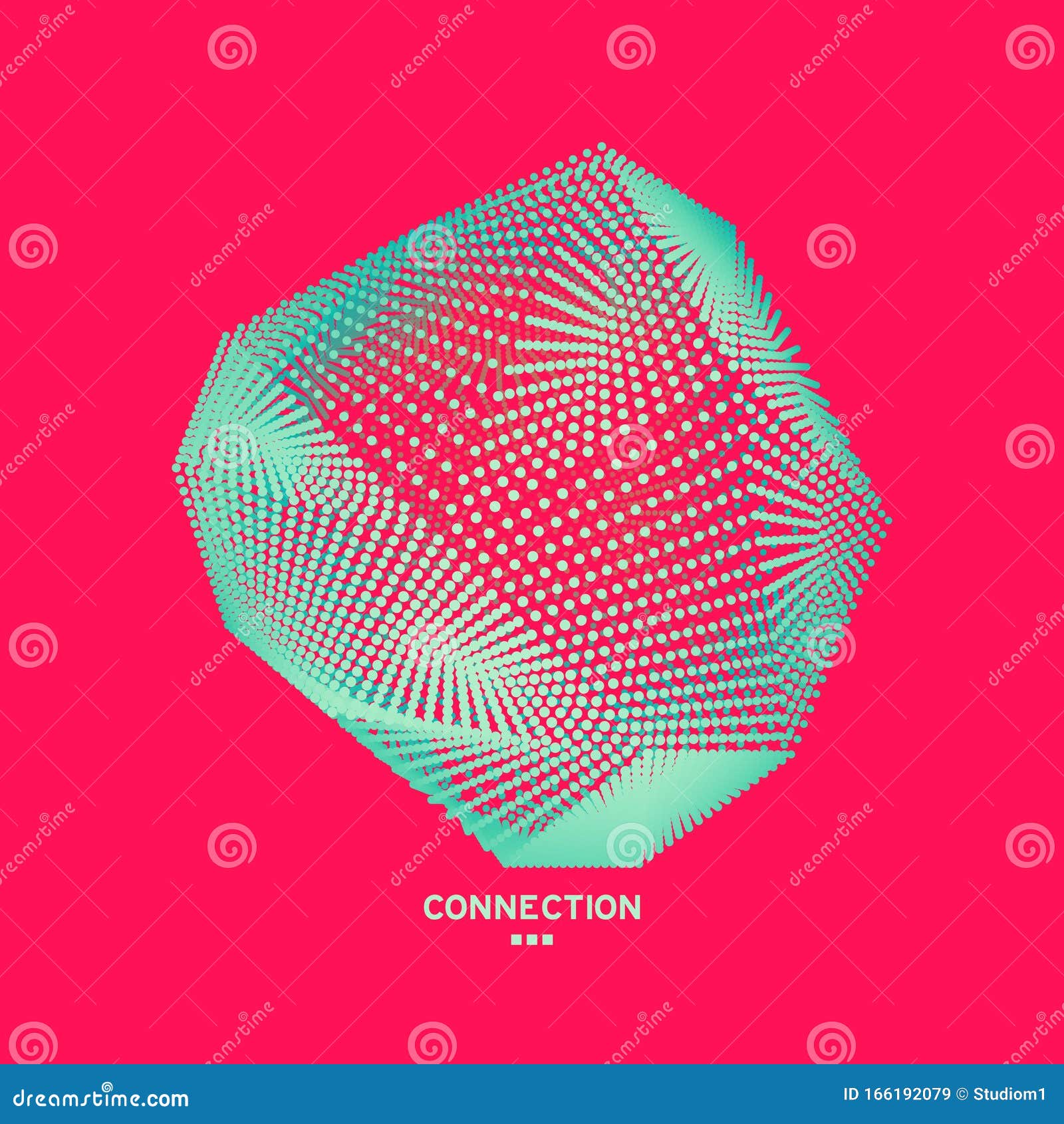 Wireframe Object With Lines And Dots Abstract 3d Connection Structure