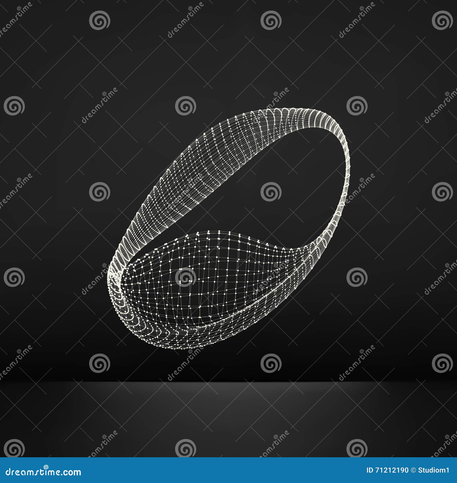 Wireframe Object With Lines And Dots Abstract 3d Connection Structure Geometric Shape For