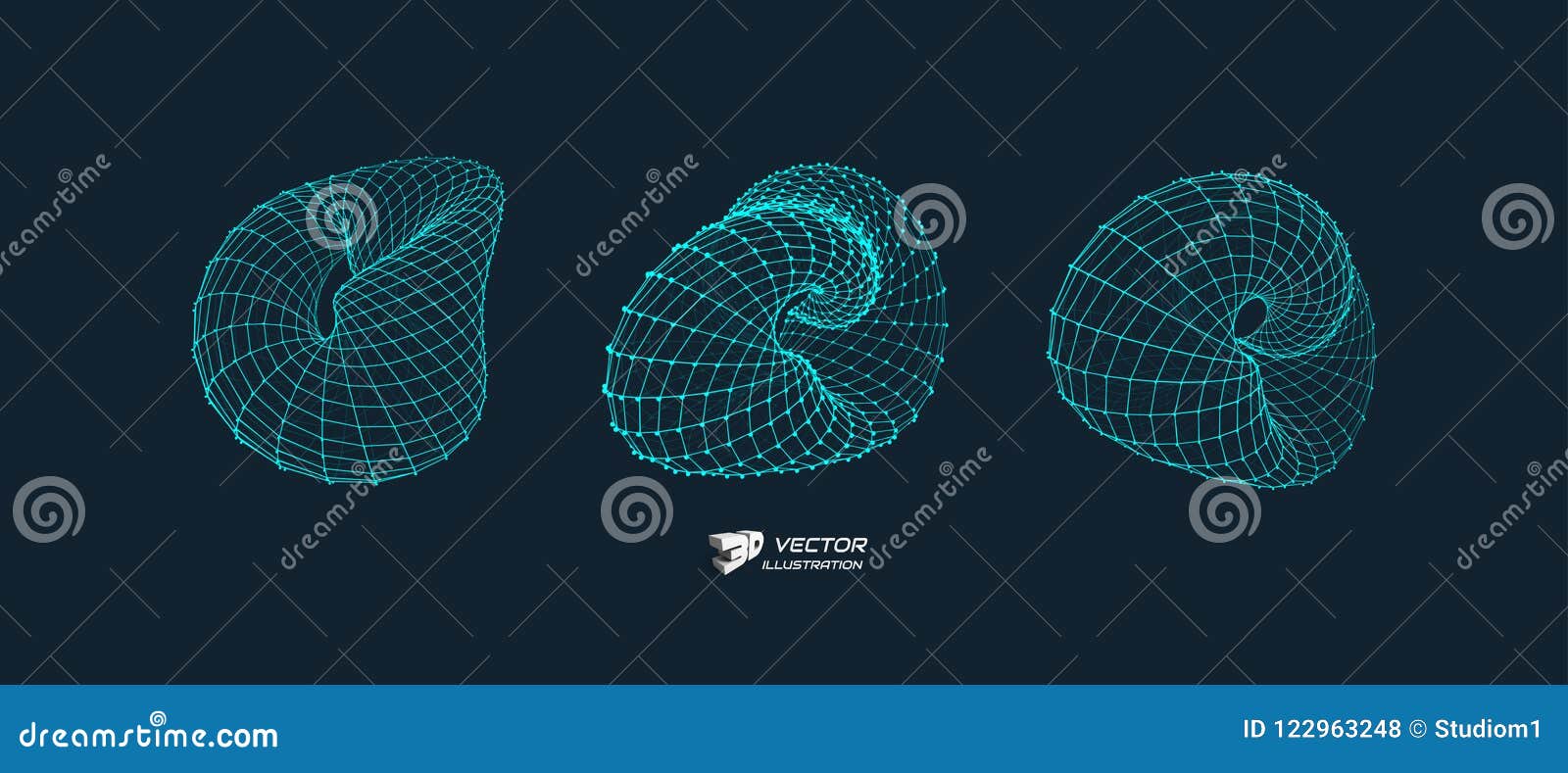 Wireframe Object With Lines And Dots Abstract 3d Connection Structure Stock Vector