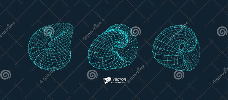Wireframe Object With Lines And Dots Abstract 3d Connection Structure Stock Vector
