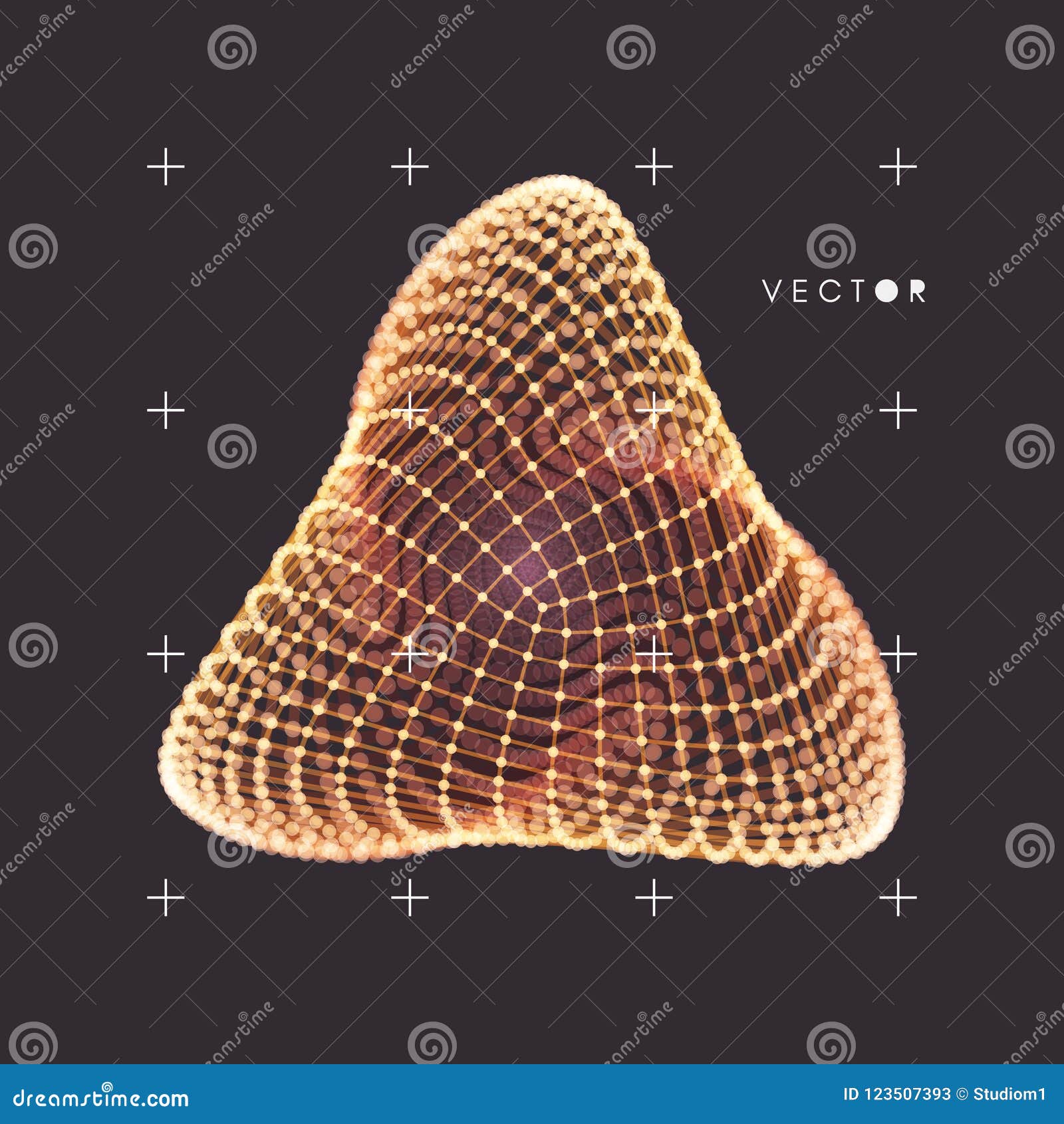 Wireframe Object With Lines And Dots Abstract 3d Connection Structure Stock Vector