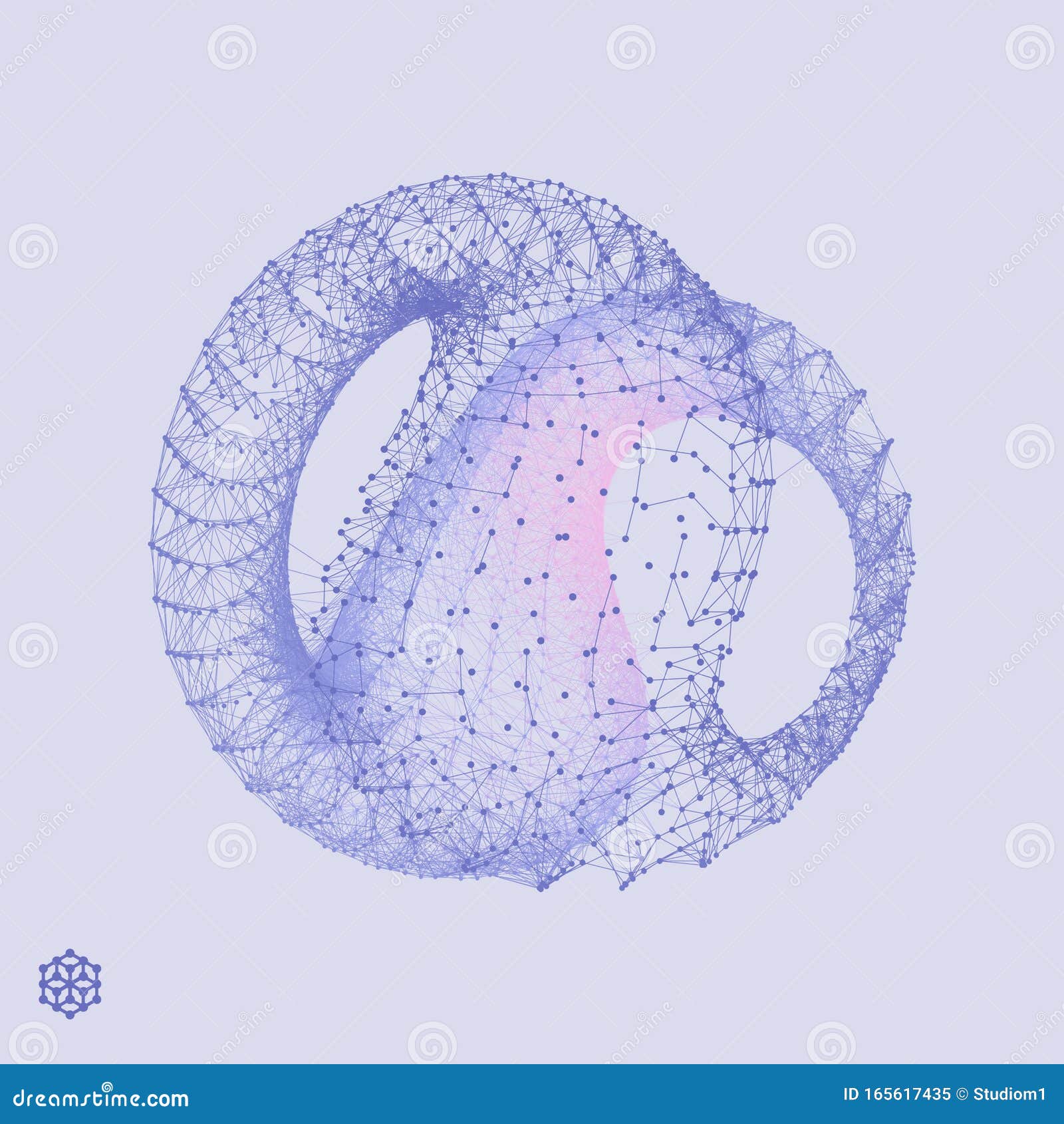 Wireframe Object with Lines and Dots. Geometric Shape for Design Stock ...