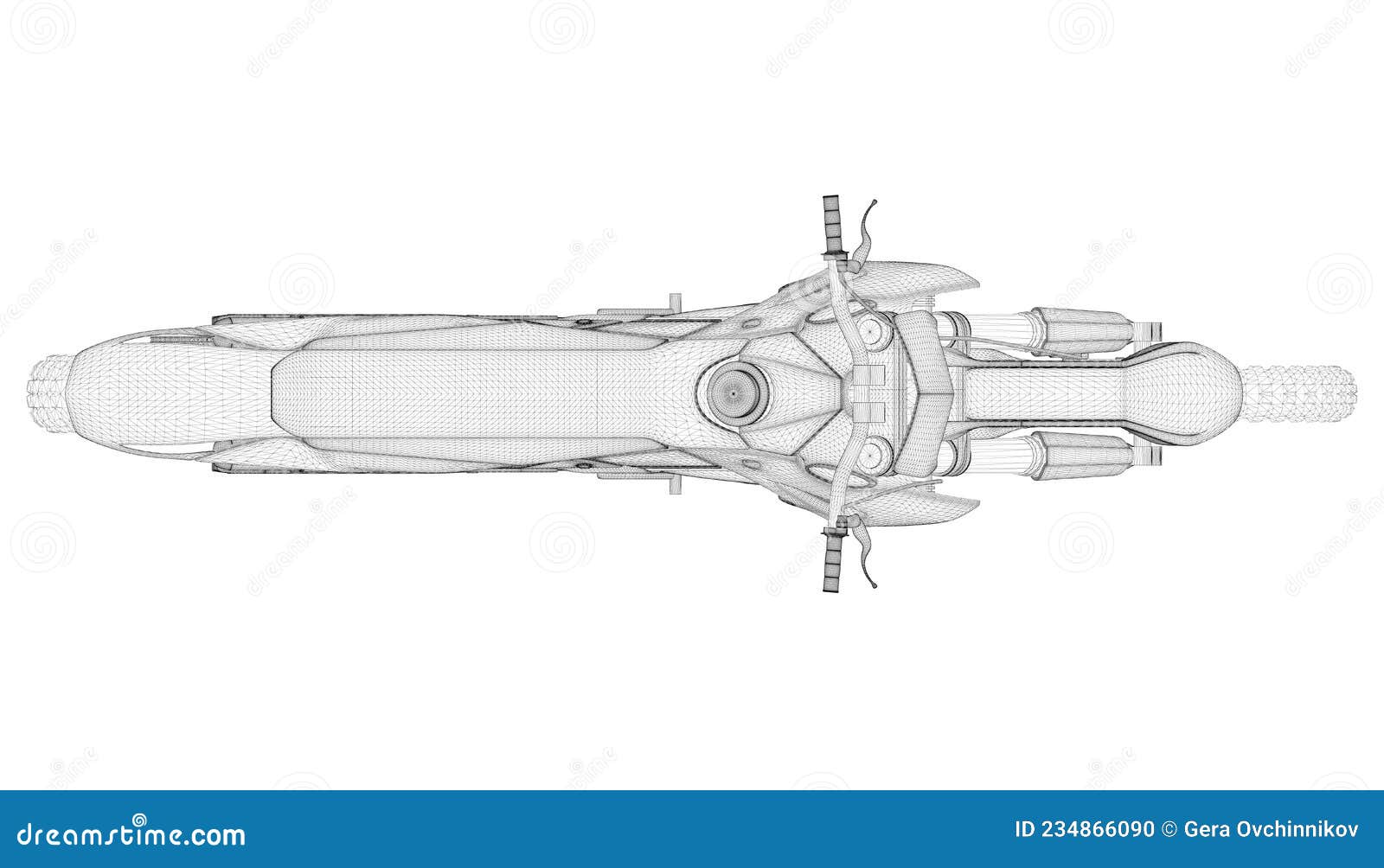 Wireframe of Off-road Cross Motorcycle from Black Lines Isolated on ...