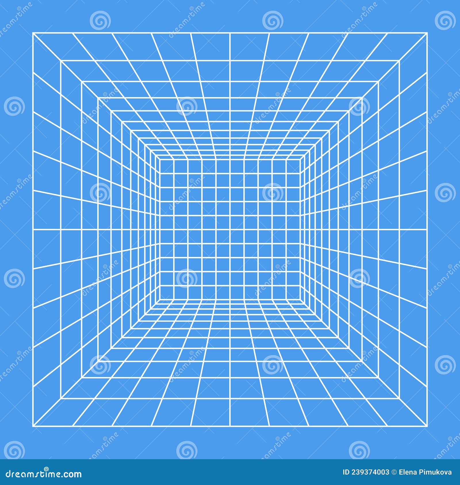 Wireframe Perspective Cube. 3d Wireframe Grid Room. 3d Perspective ...