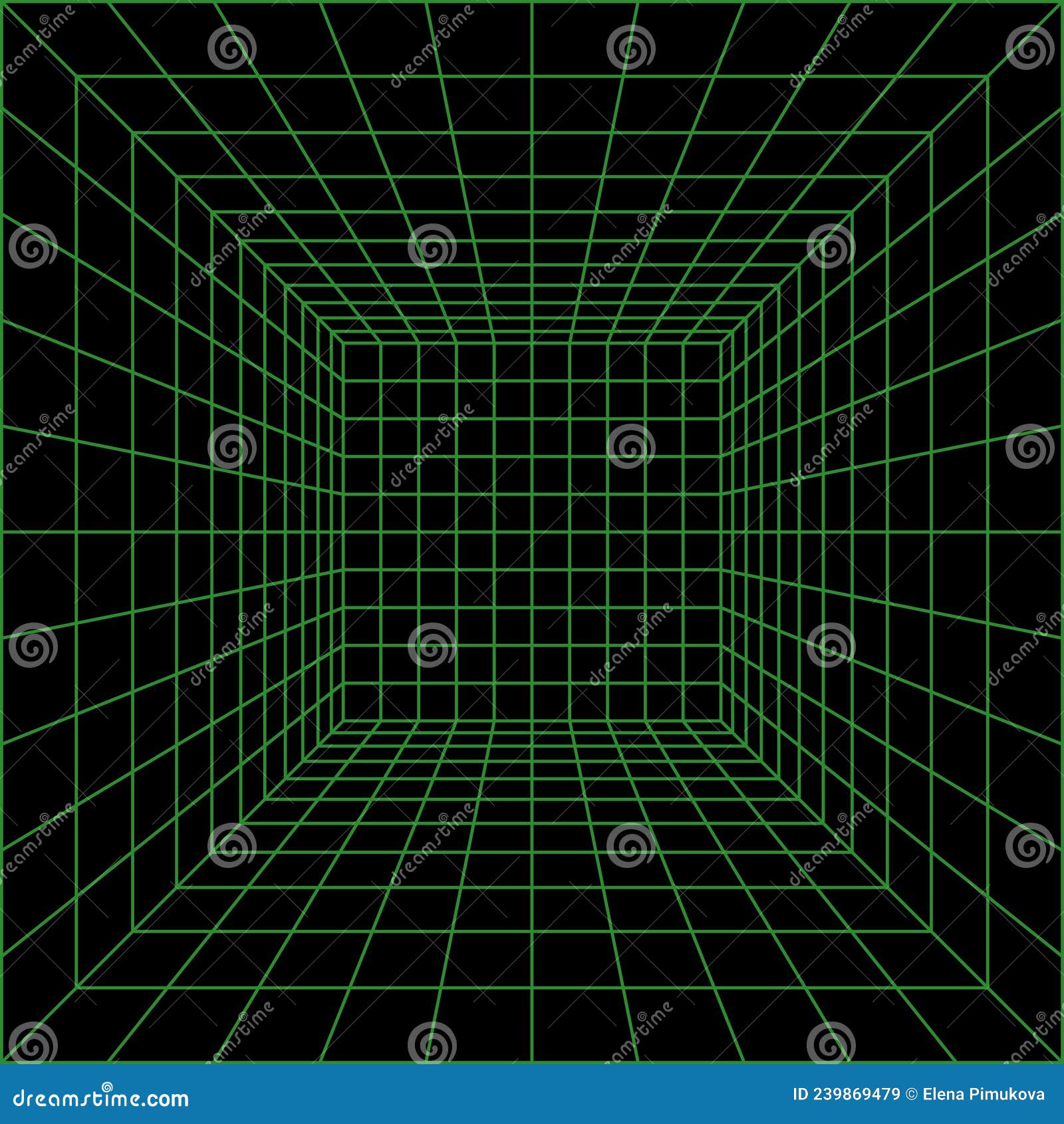 Wireframe Perspective Cube. 3d Wireframe Grid Room. 3d Perspective ...