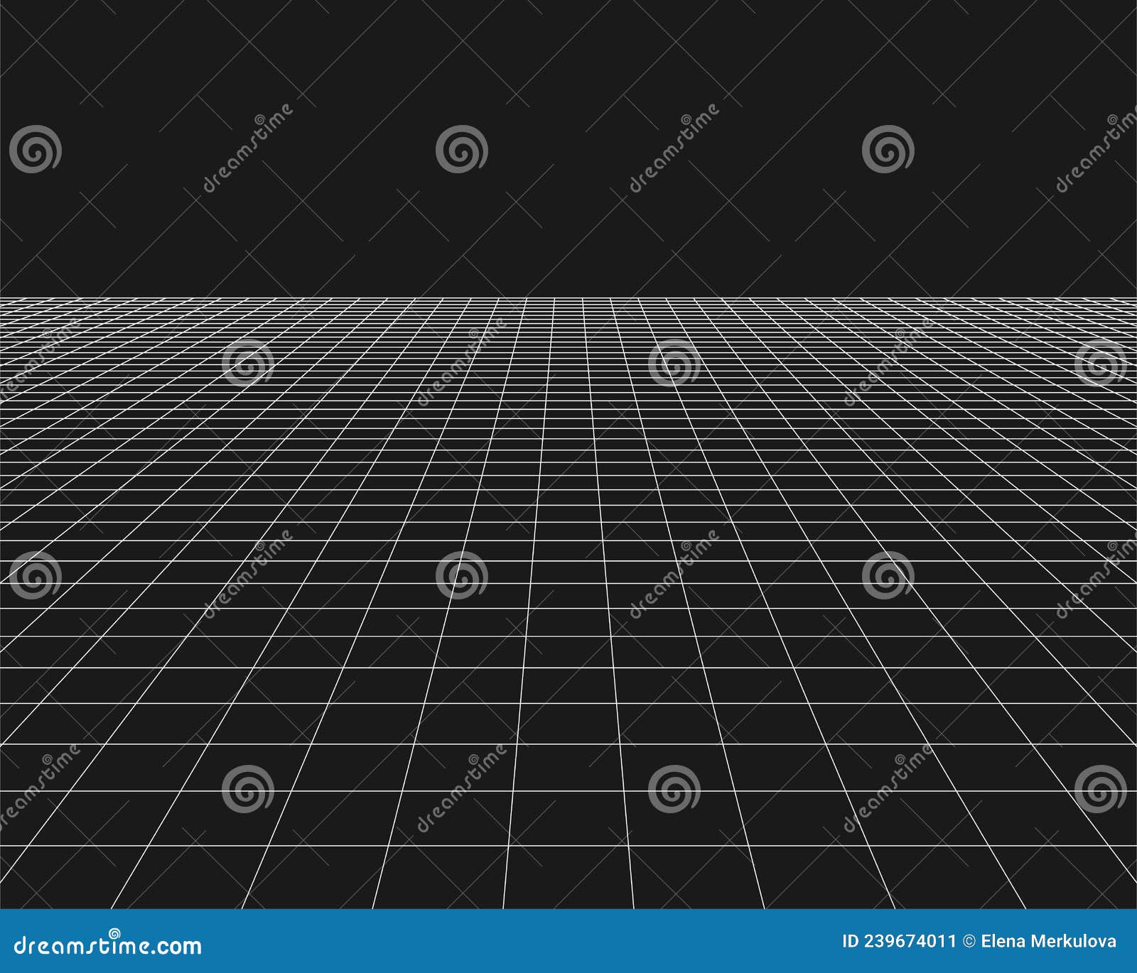 Wireframe Perspective Grid. White Infinity Mesh on Black Background ...