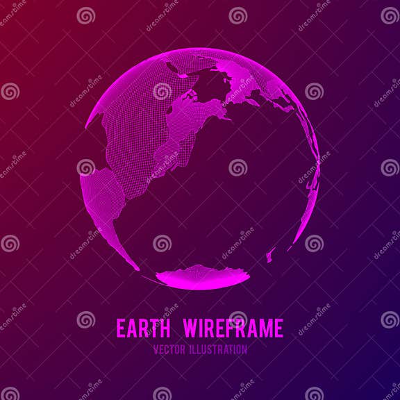 Wireframe Planet Earth Globe Stock Vector - Illustration of connect ...