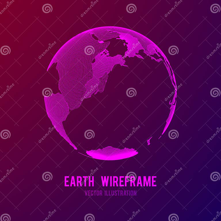 Wireframe Planet Earth Globe Stock Vector - Illustration of connect ...