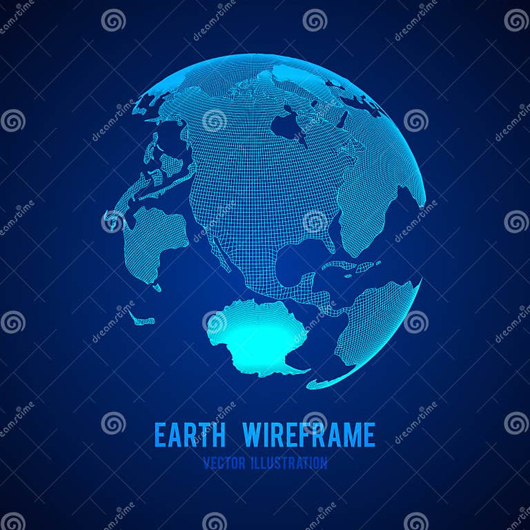 Wireframe Planet Earth Globe Stock Vector - Illustration of geometric ...