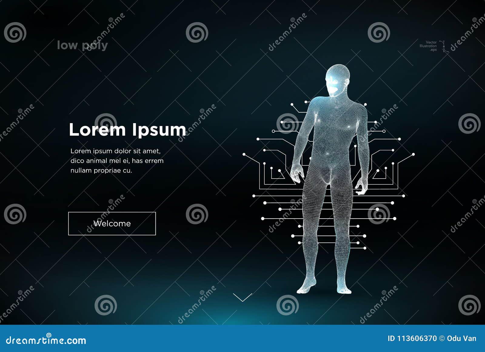 Wireframe polygon man stock vector. Illustration of concept - 113606370