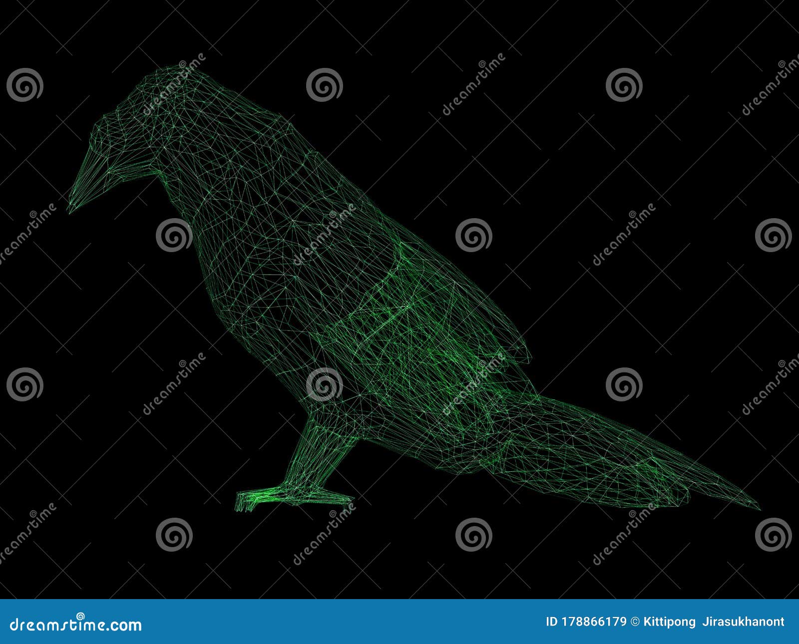 Wireframe polygonal bird stock illustration. Illustration of bird ...
