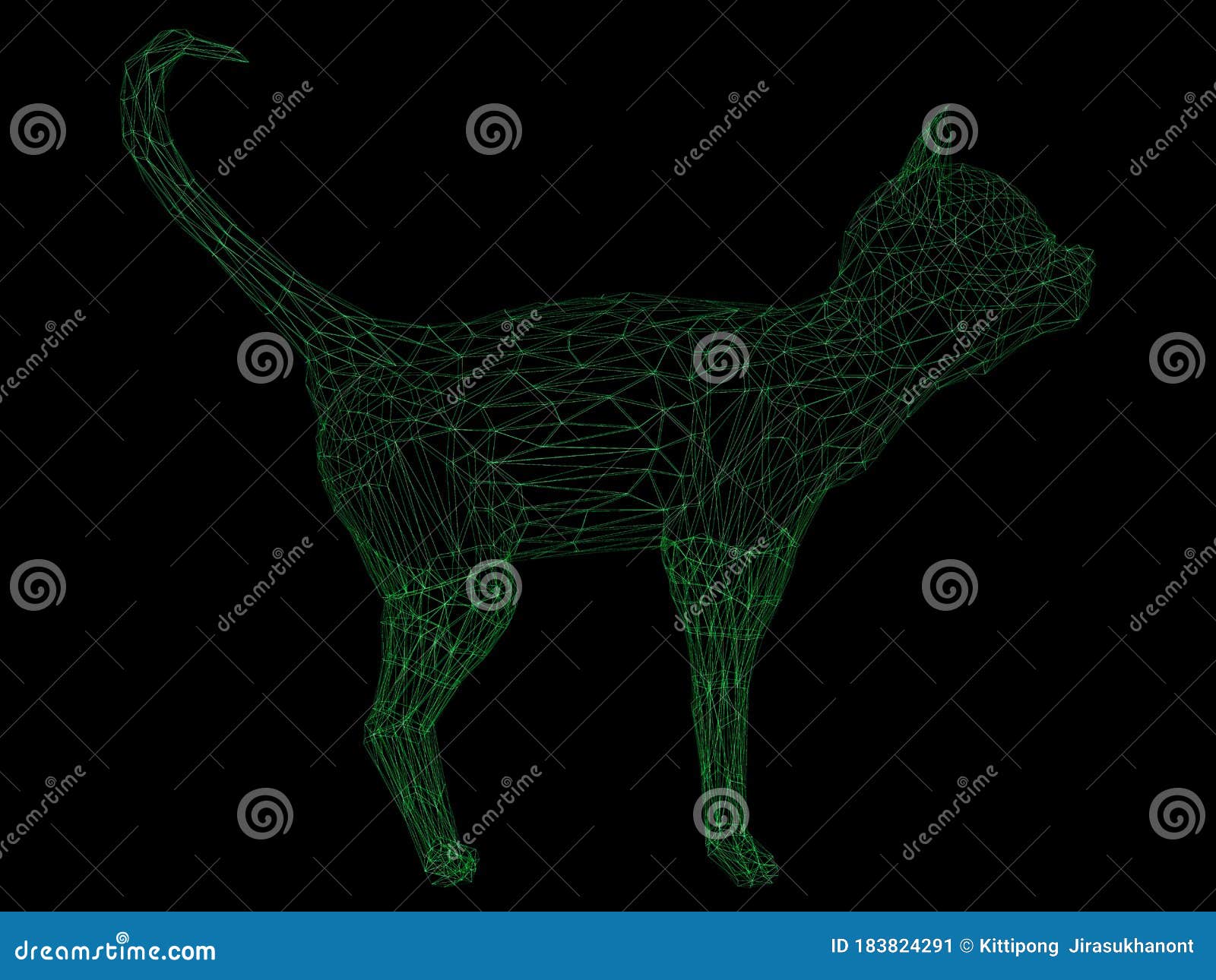 Wireframe polygonal cat stock illustration. Illustration of draft ...