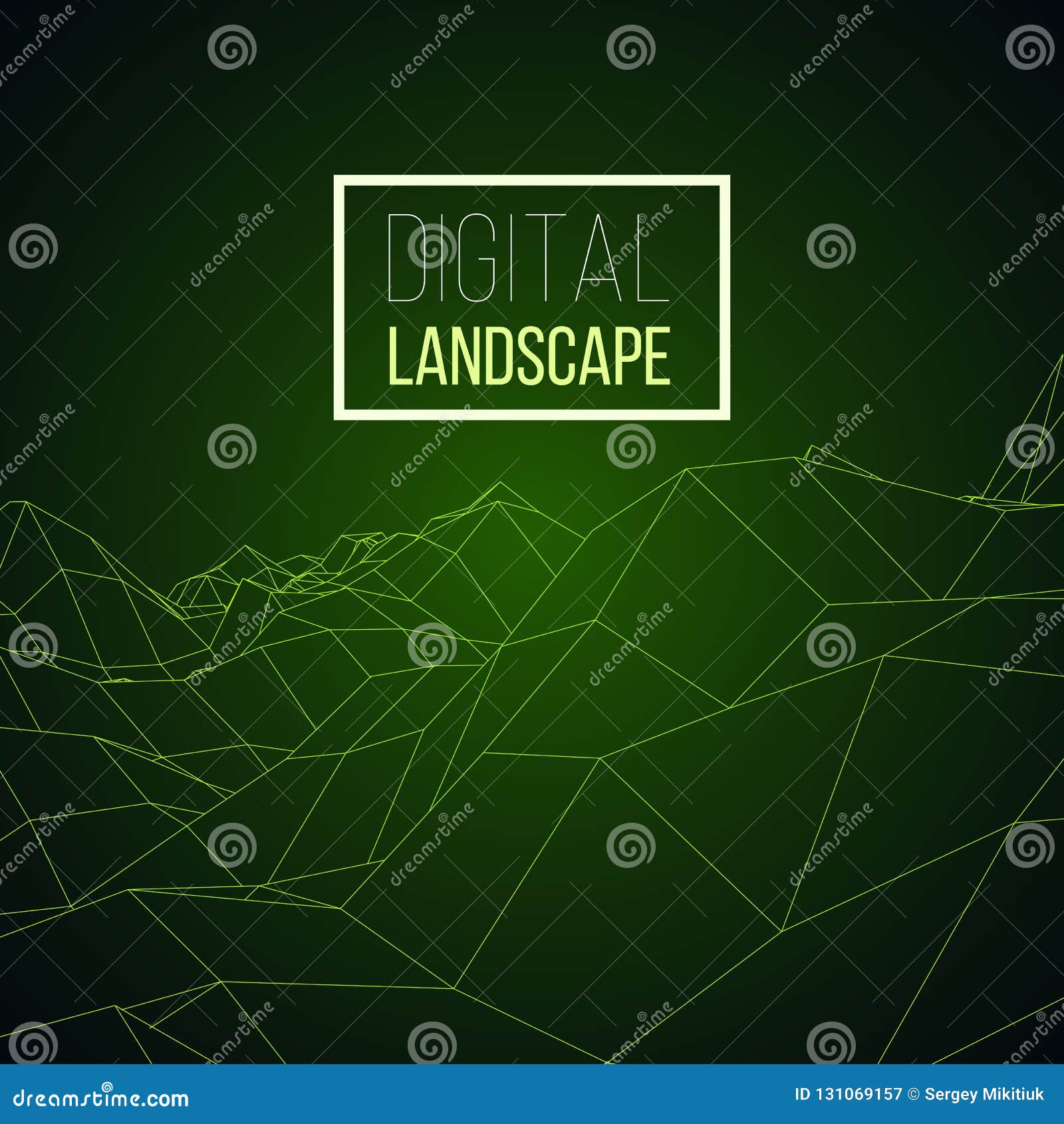 Wireframe Polygonal Landscape. Digital 3d Terrain Stock Vector ...
