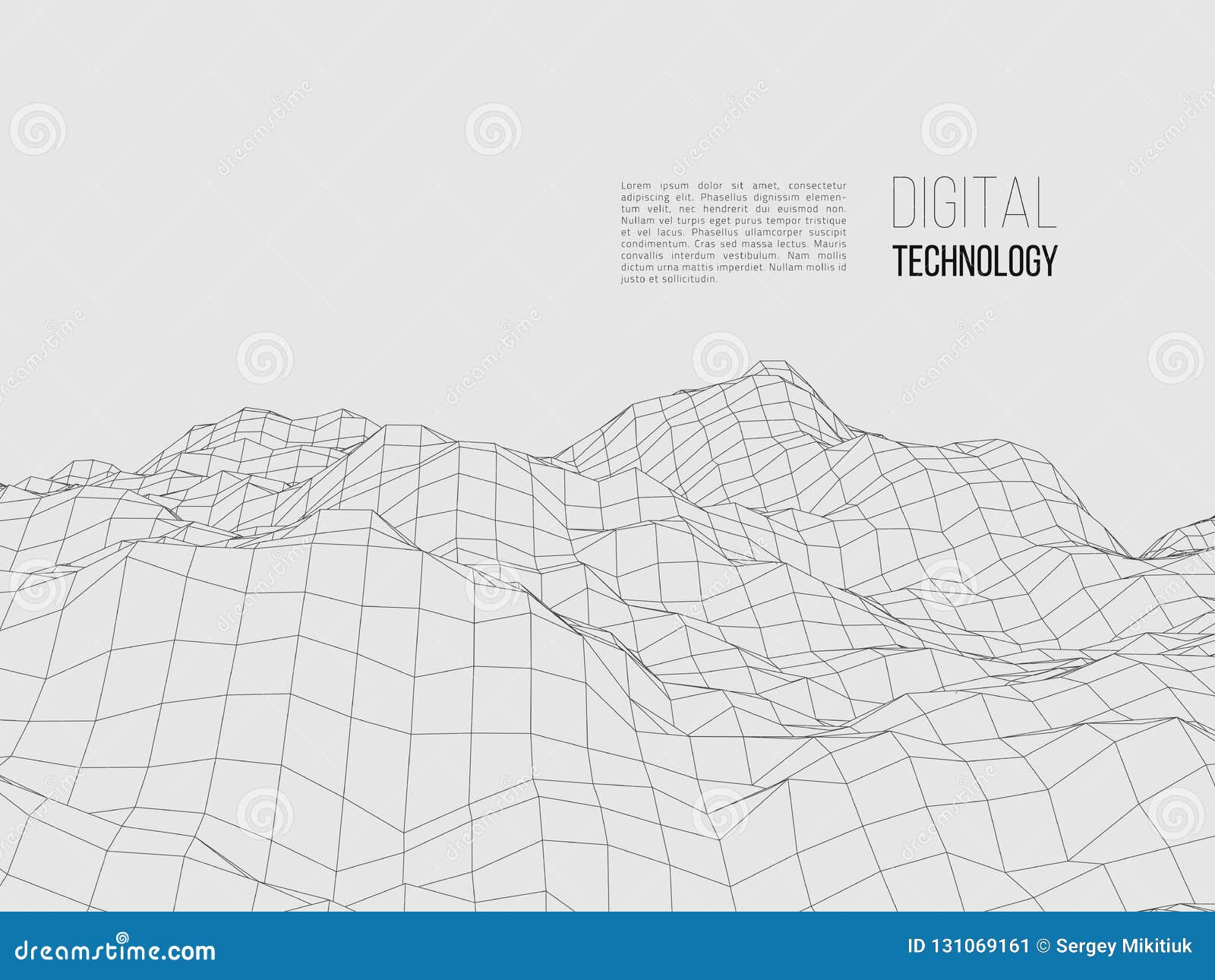 Wireframe Polygonal Landscape. Digital 3d Terrain Stock Vector ...