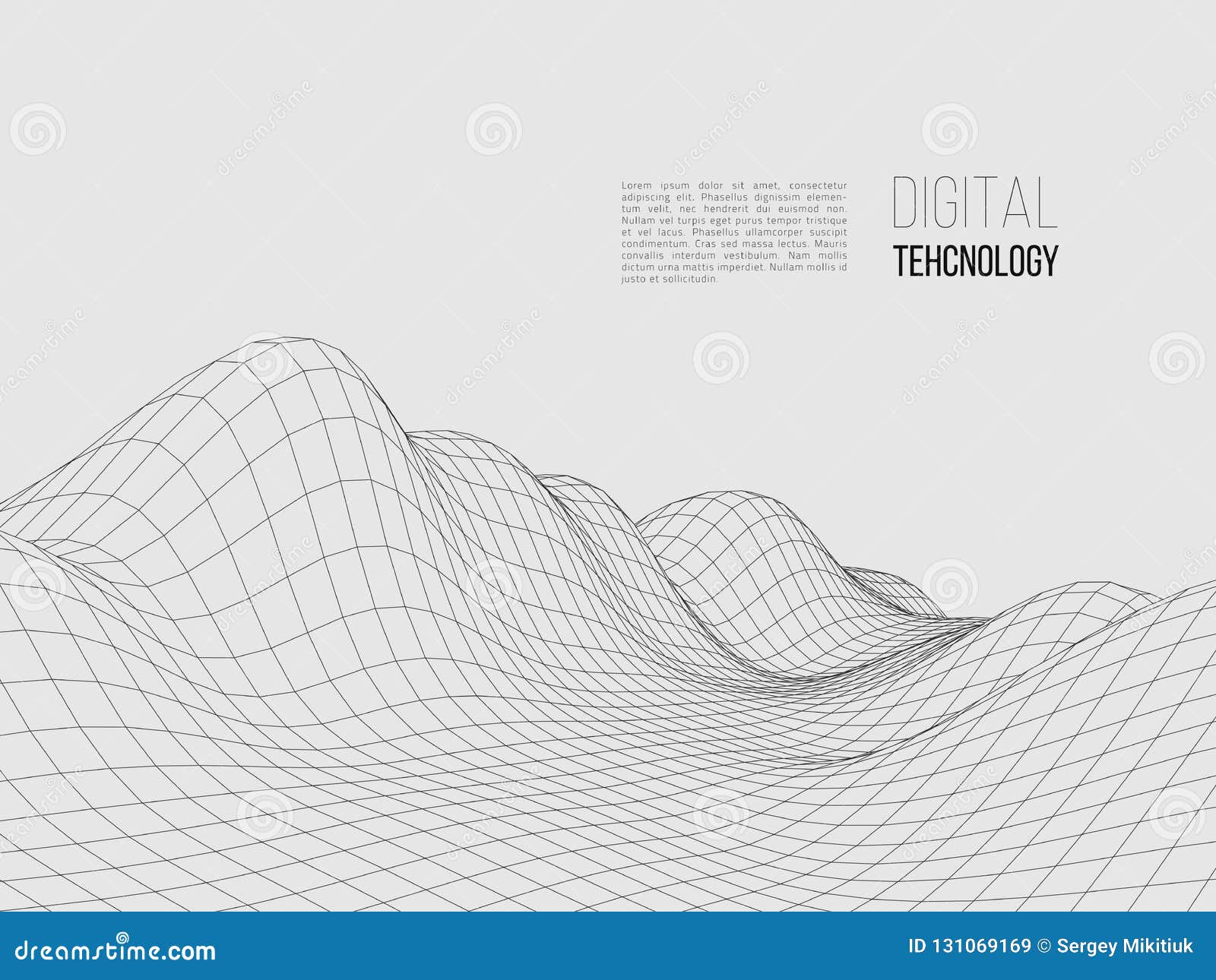 Wireframe Polygonal Landscape. Digital 3d Terrain Stock Vector ...