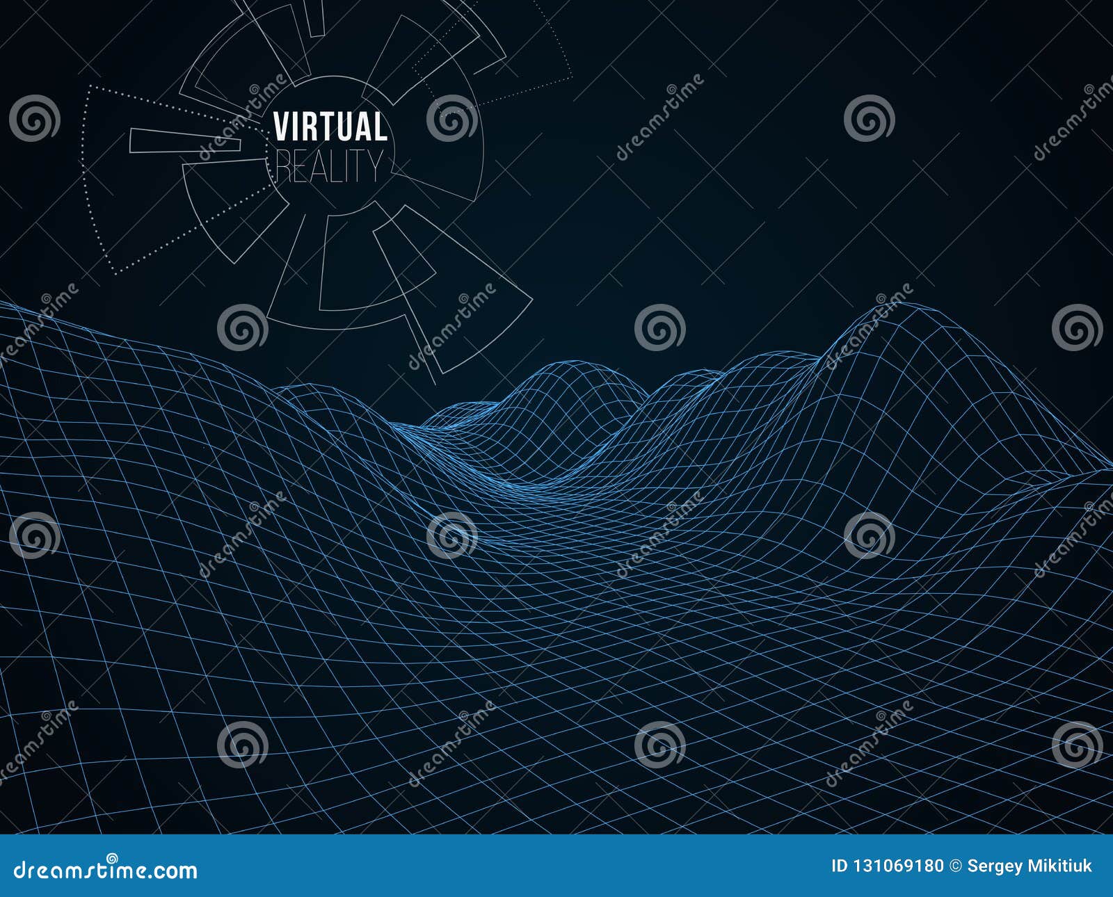 Wireframe Polygonal Landscape. Digital 3d Terrain Stock Vector ...