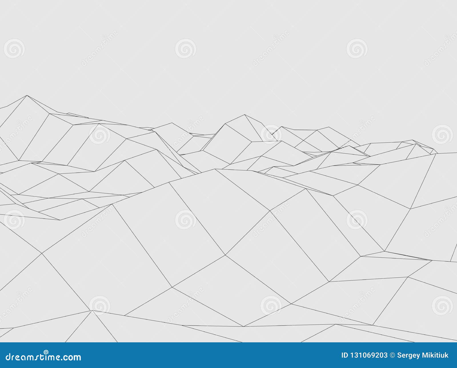 Wireframe Polygonal Landscape. Digital 3d Terrain Stock Vector ...