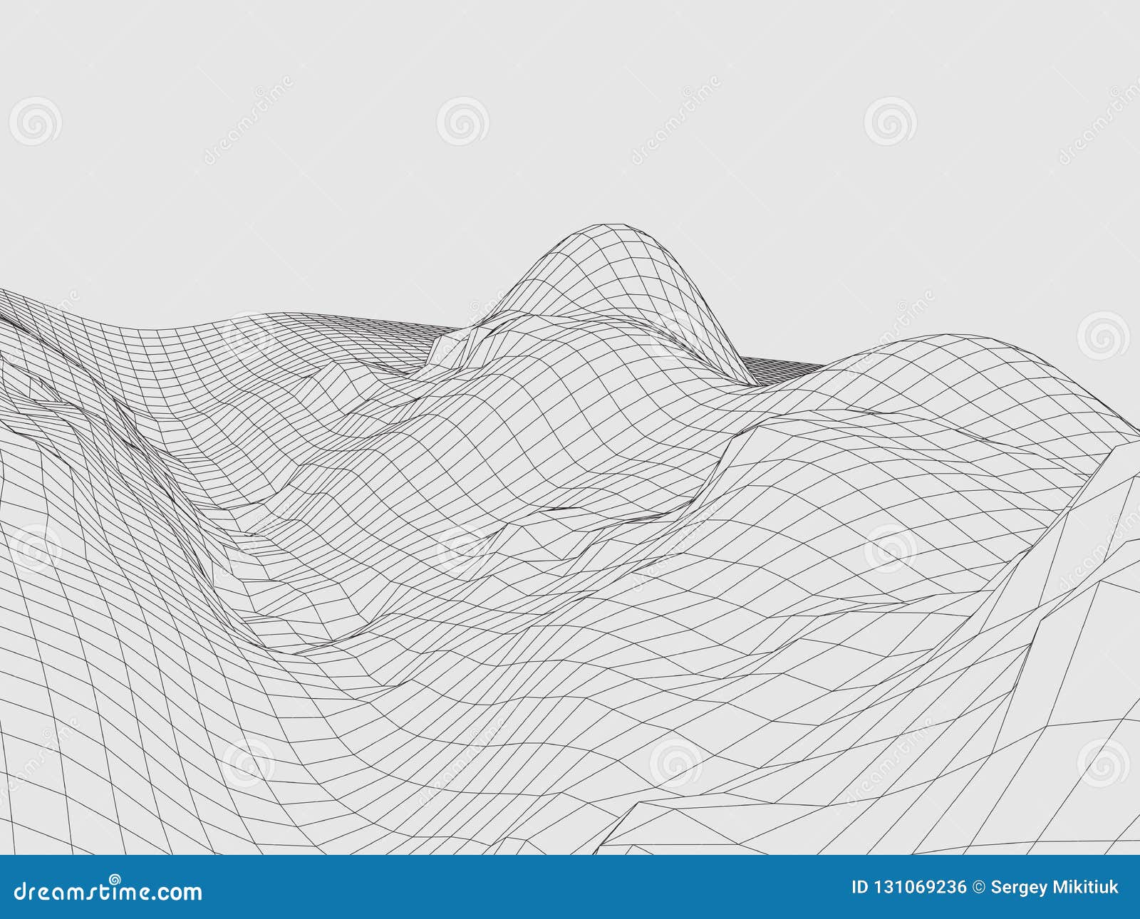 Wireframe Polygonal Landscape. Digital 3d Terrain Stock Vector ...
